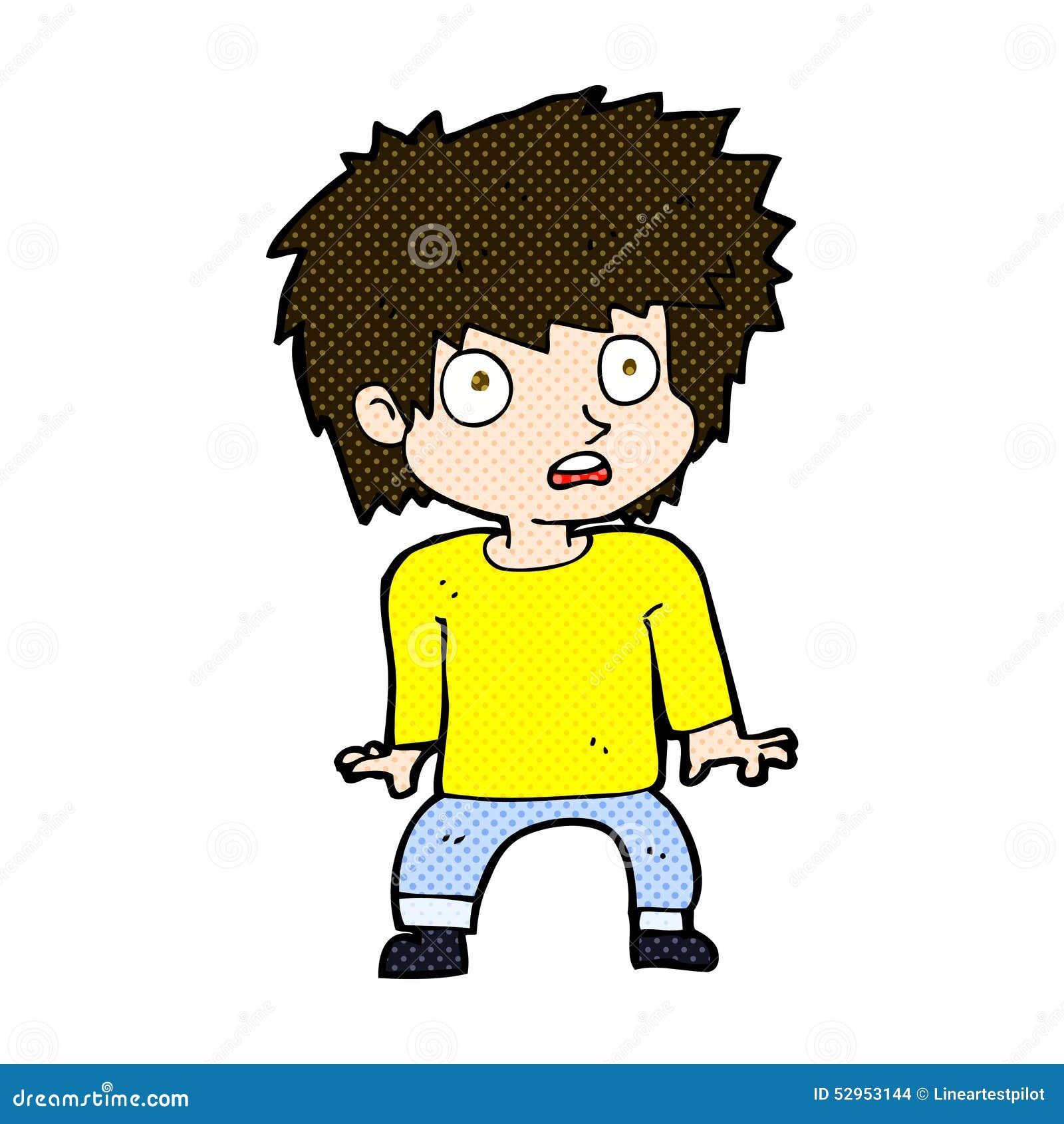 Comic Cartoon Frightened Boy Stock Illustration - Illustration of silly ...