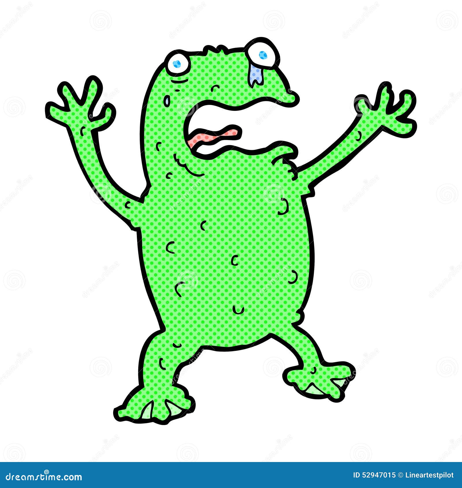 Comic Cartoon Frightened Frog Stock Illustration - Illustration of ...