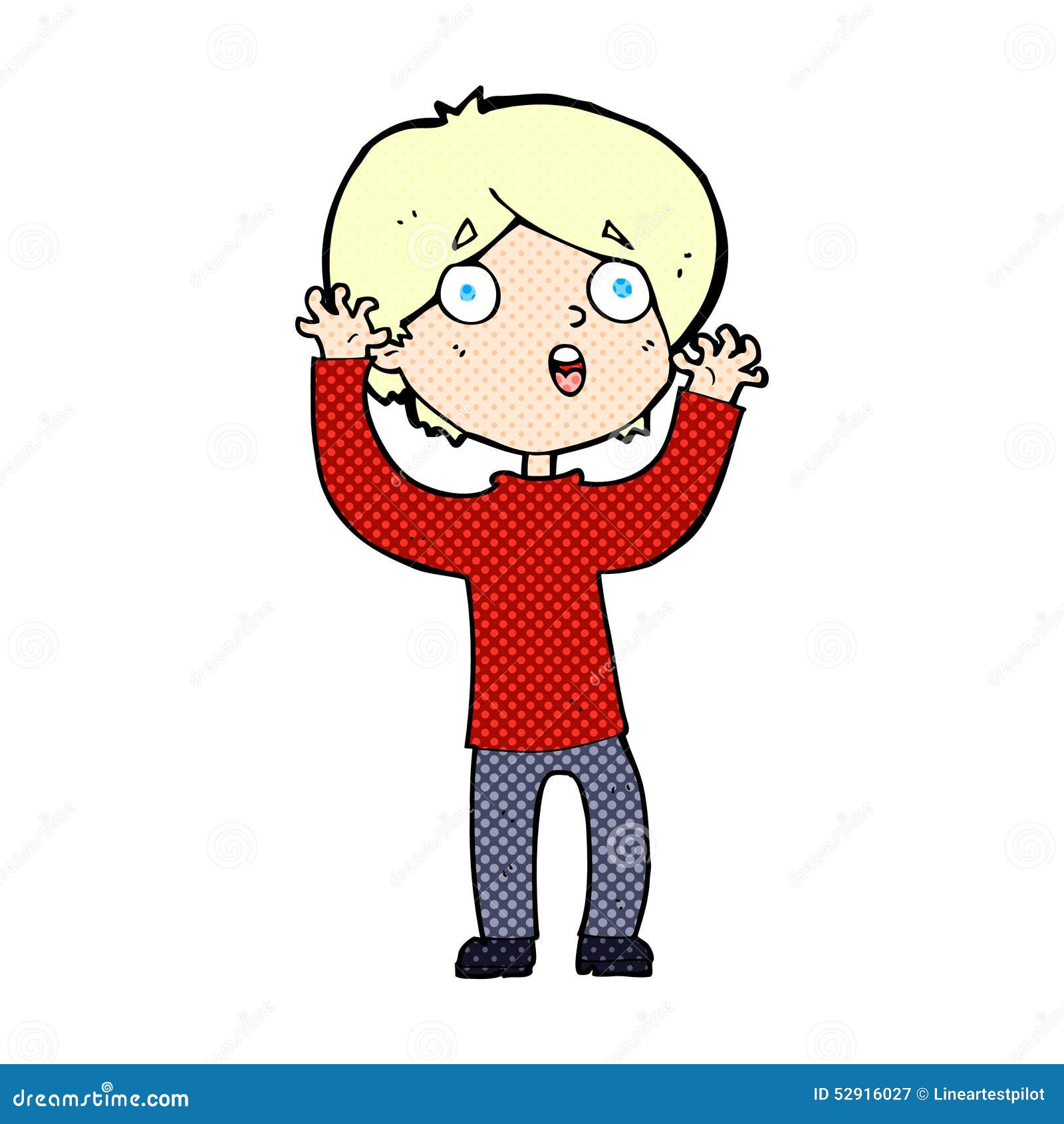 Comic Cartoon Frightened Man Stock Illustration - Illustration of retro ...