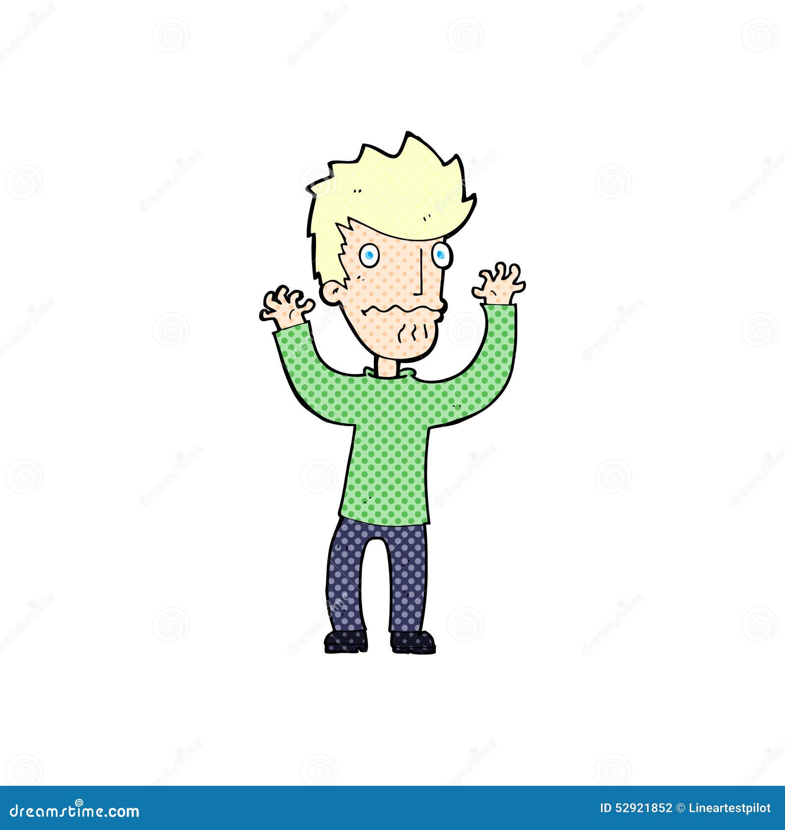 Comic Cartoon Frightened Man Stock Illustration - Illustration of ...