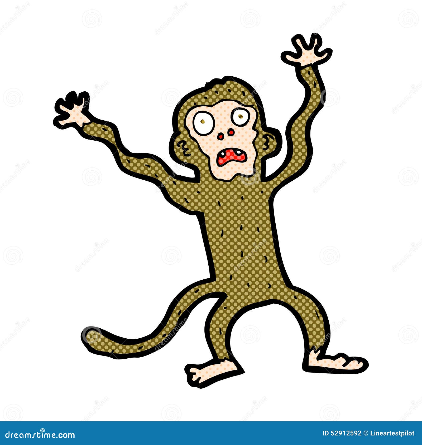 Comic Cartoon Frightened Monkey Stock Illustration - Illustration of ...