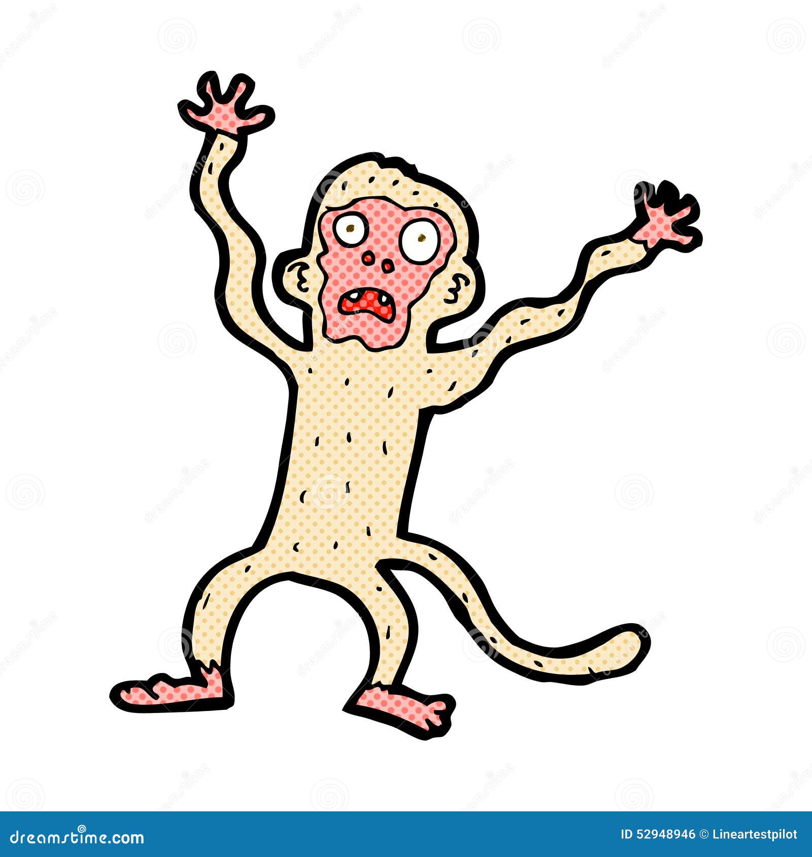 Comic Cartoon Frightened Monkey Stock Illustration - Illustration of ...