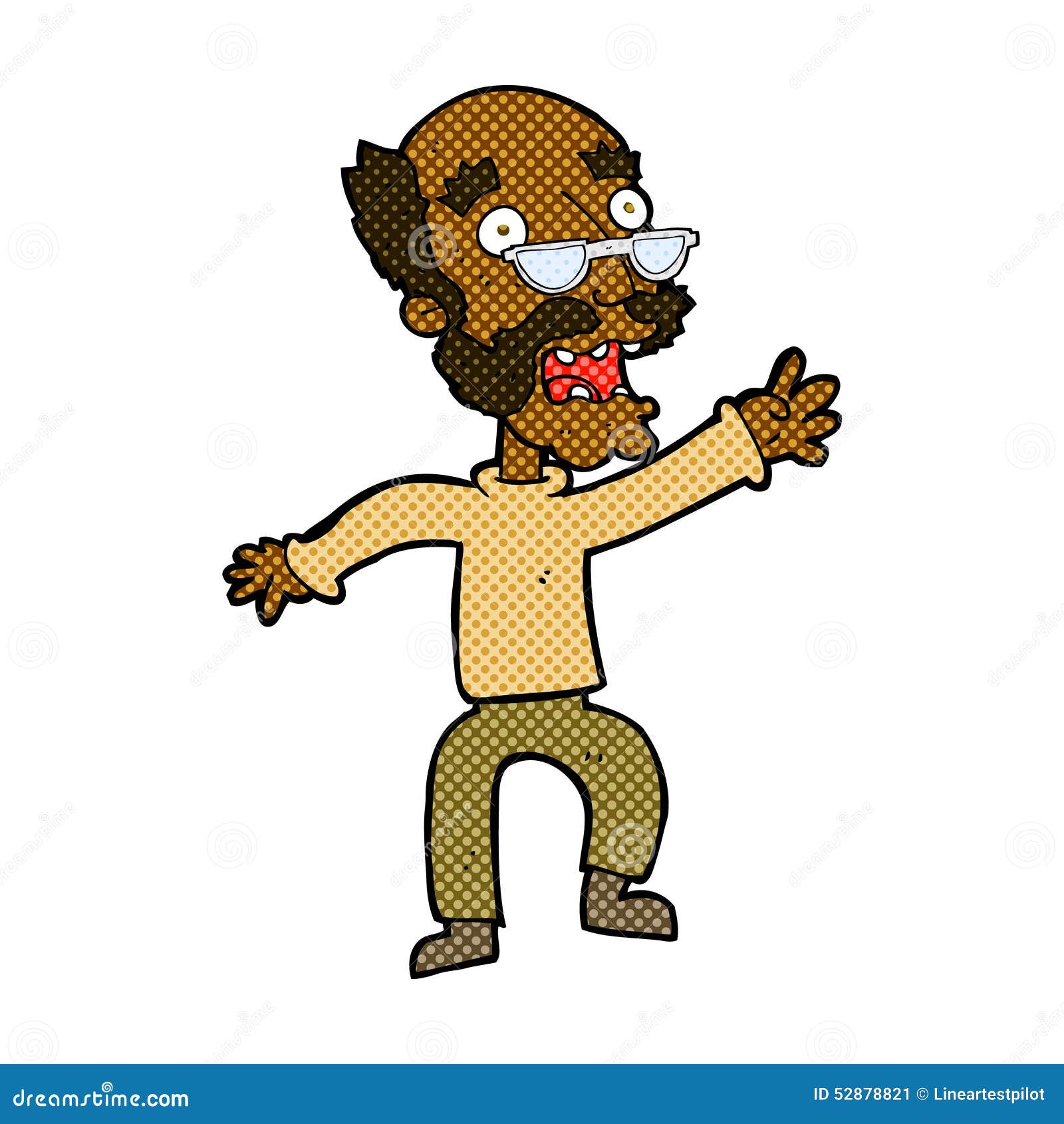 Comic Cartoon Frightened Old Man Stock Illustration - Illustration of ...