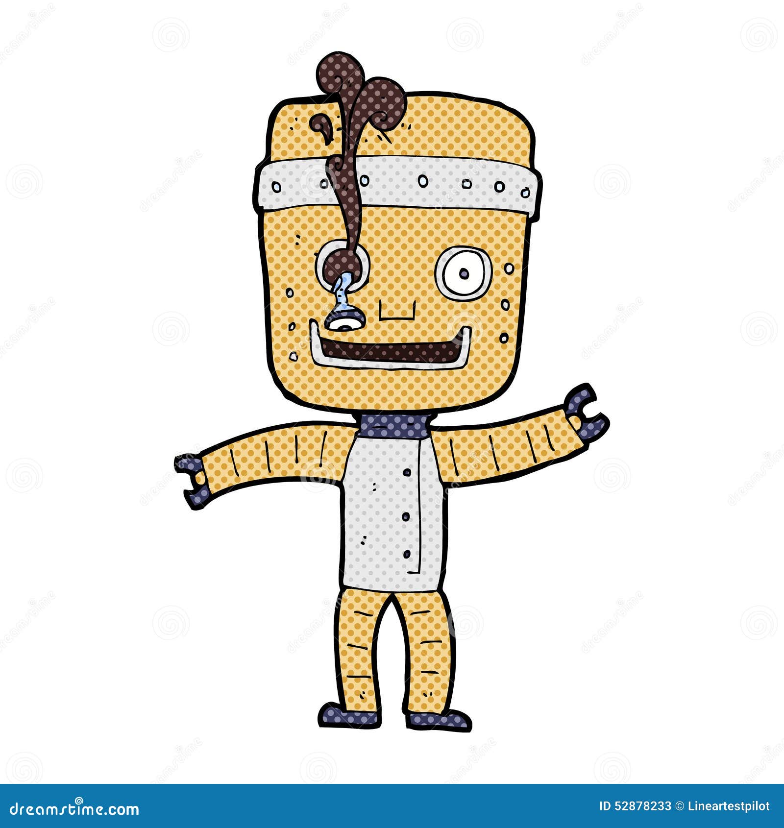 Comic Cartoon Funny Old Robot Stock Illustration - Illustration of ...
