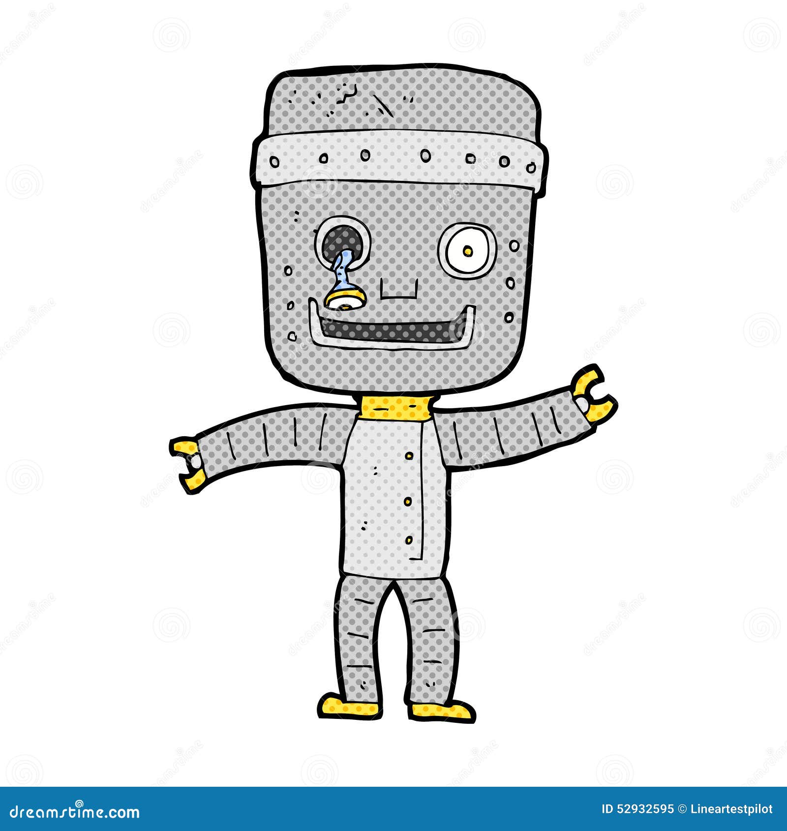 Comic Cartoon Funny Old Robot Stock Illustration - Illustration of ...