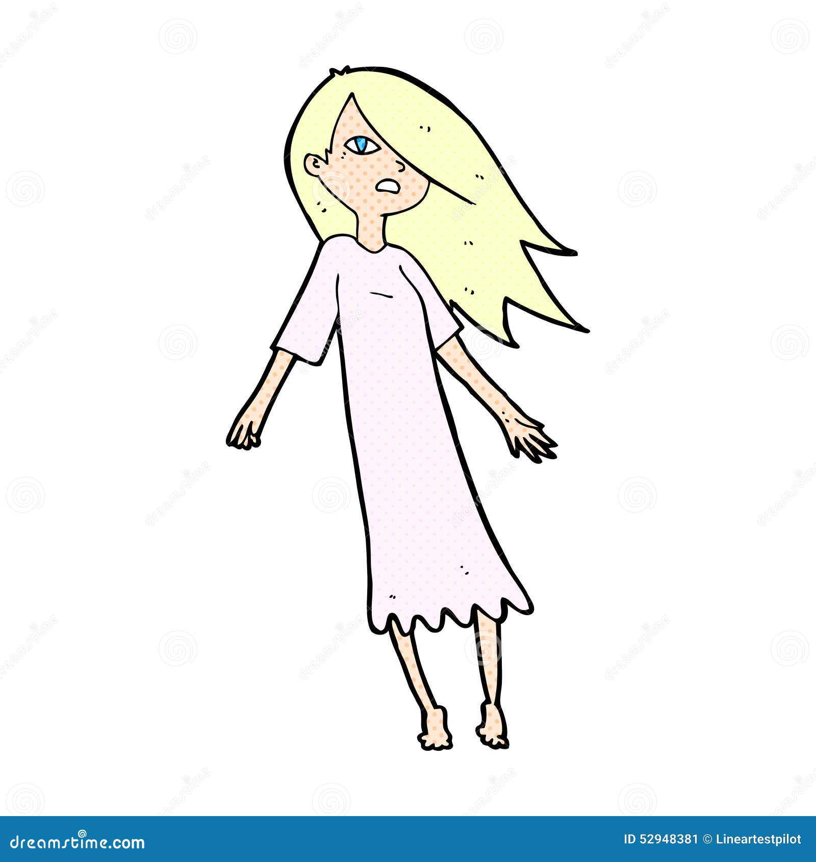 Comic Cartoon Ghost Like Girl Stock Illustration - Illustration of ...