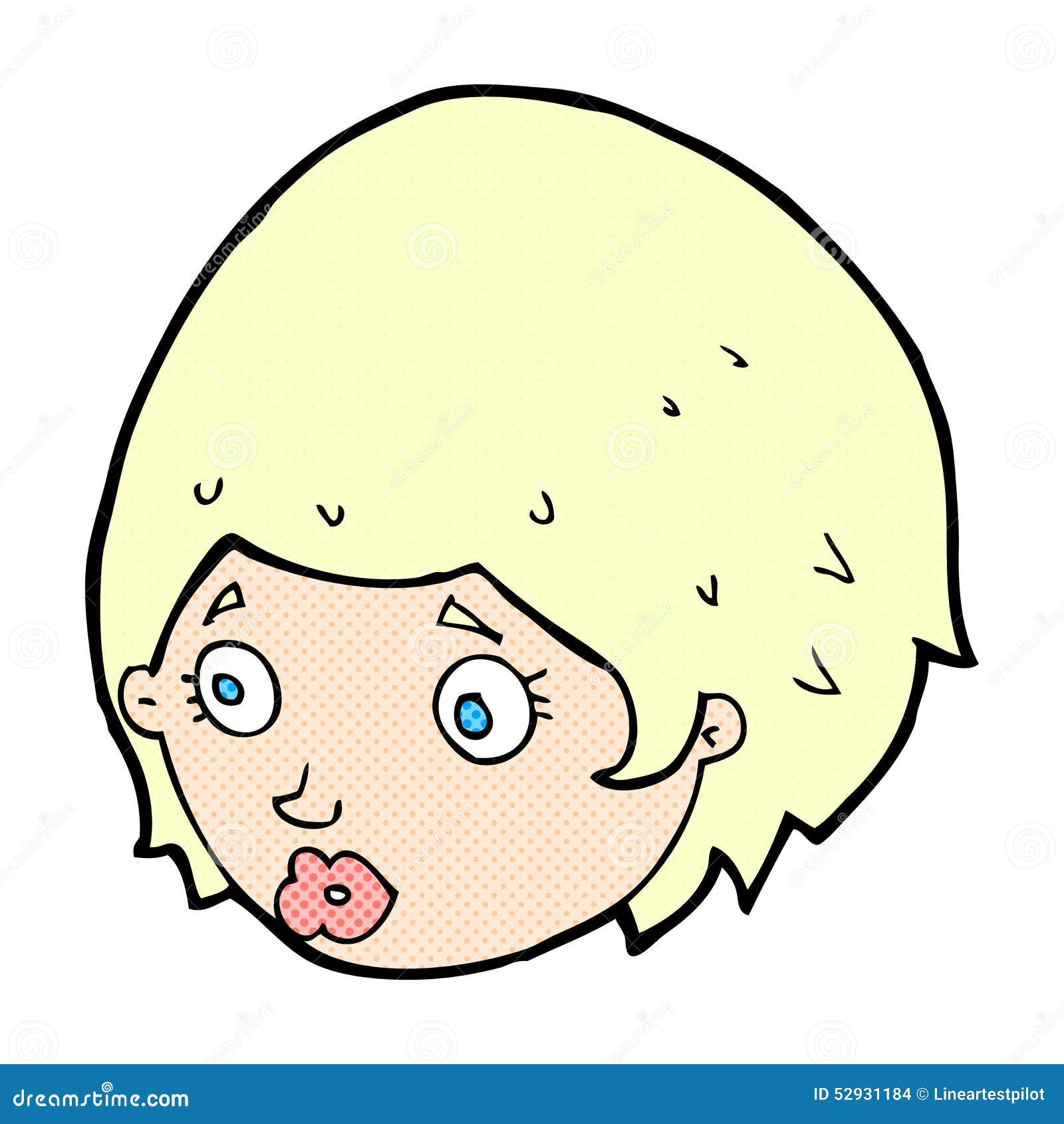 Comic Cartoon Girl with Concerned Expression Stock Illustration ...