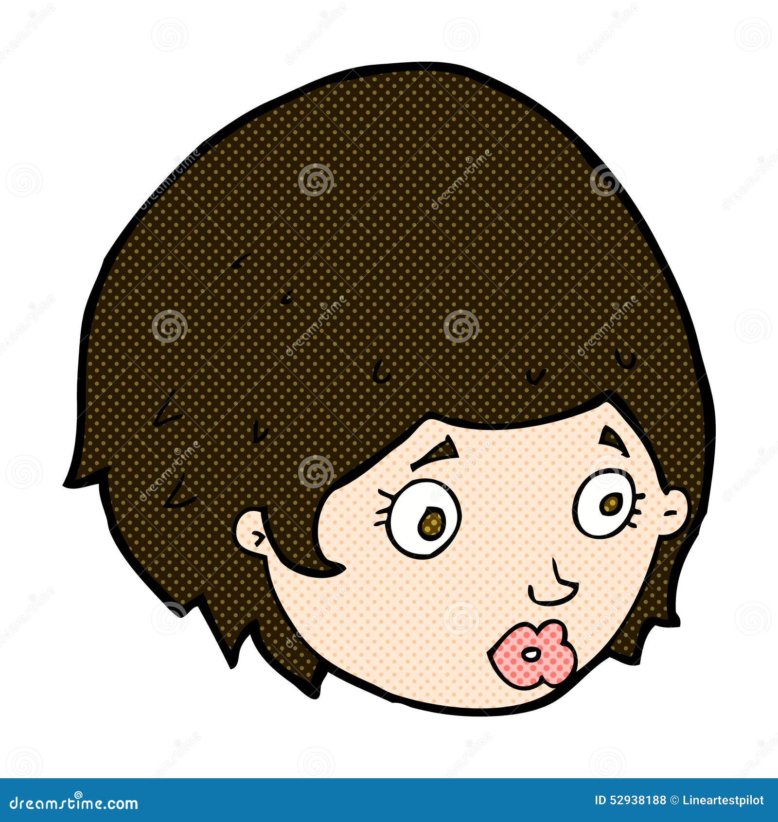 Comic Cartoon Girl with Concerned Expression Stock Illustration ...