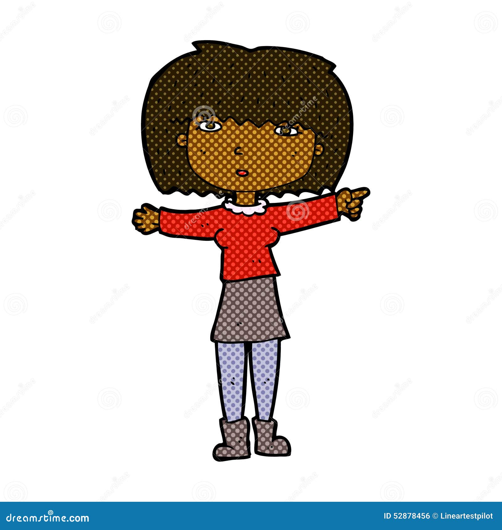 Comic Cartoon Girl Pointing Stock Illustration - Illustration of woman ...
