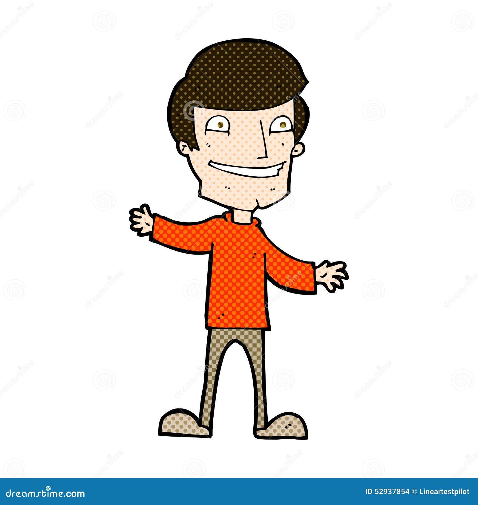 Comic cartoon grinning man stock illustration. Illustration of quirky ...