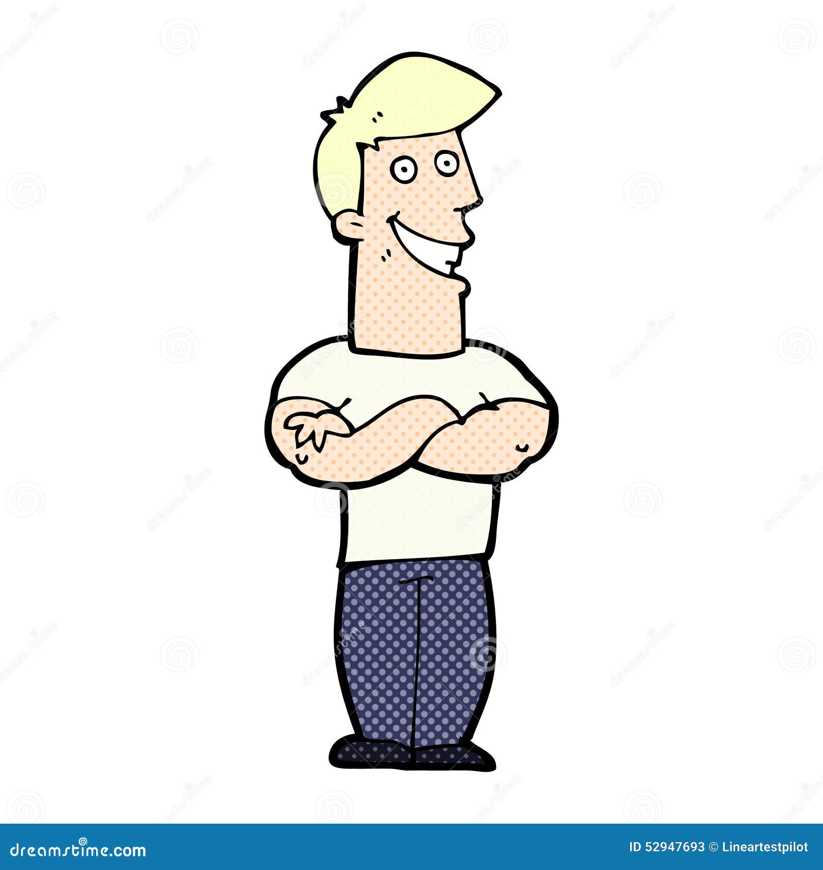 Comic cartoon grinning man stock illustration. Illustration of cute ...