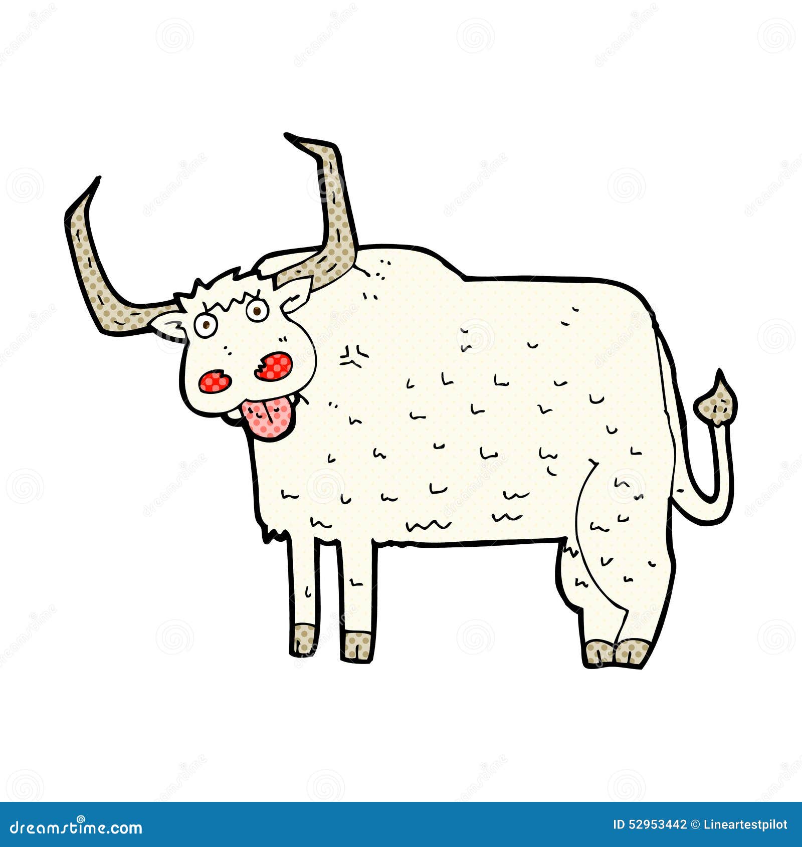 Comic cartoon hairy cow stock illustration. Illustration of farm - 52953442
