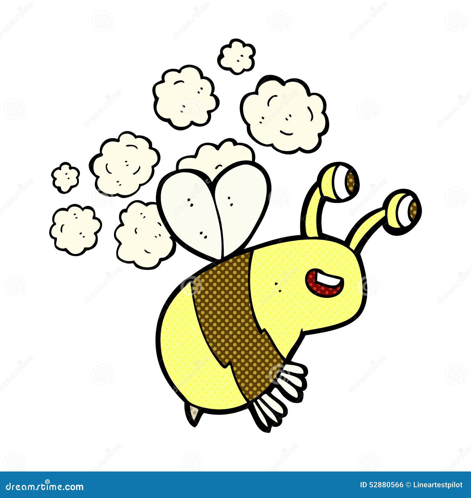 Comic cartoon happy bee stock illustration. Illustration of quirky ...