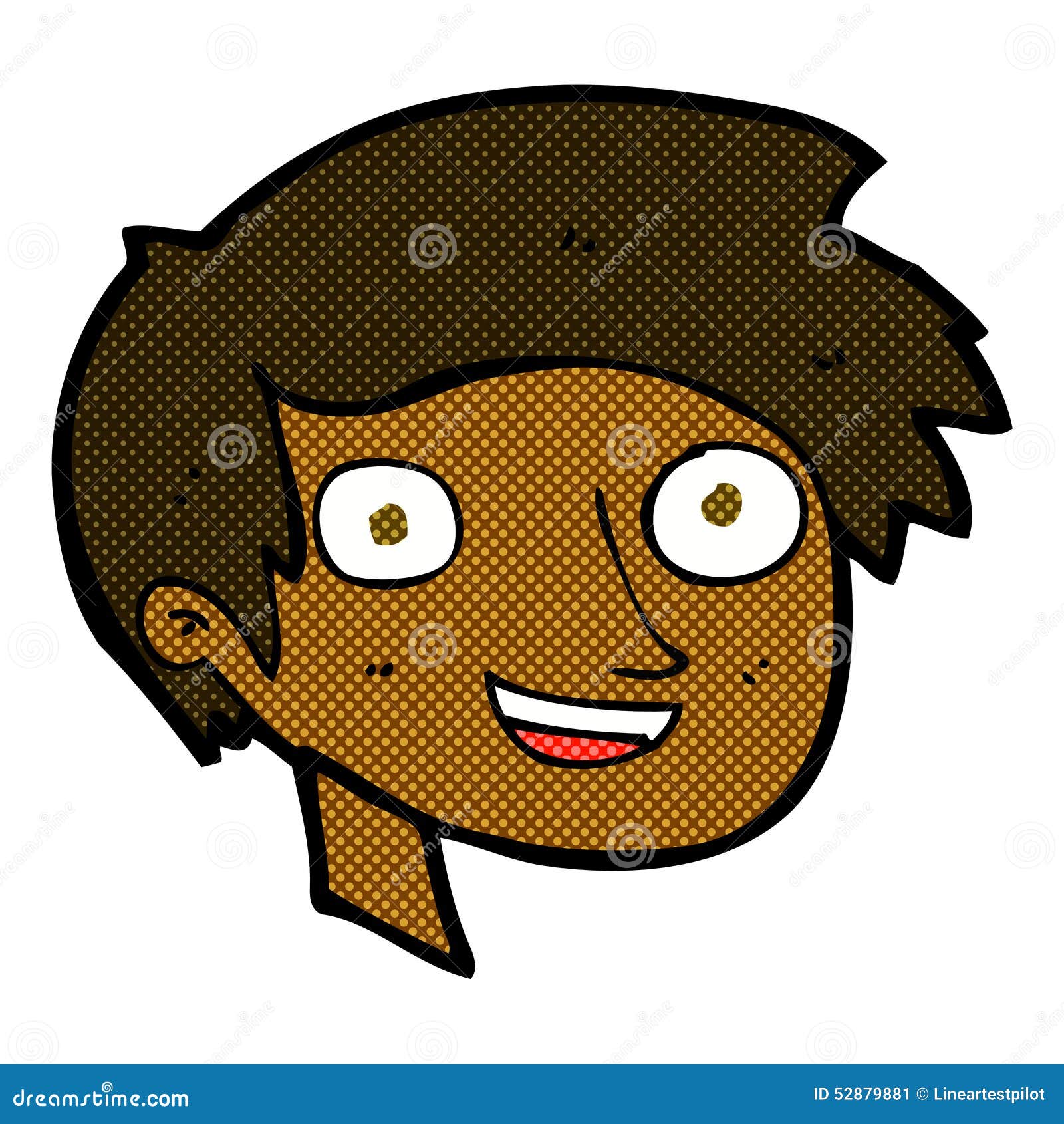 Comic Cartoon Happy Boy Face Stock Illustration - Illustration of ...