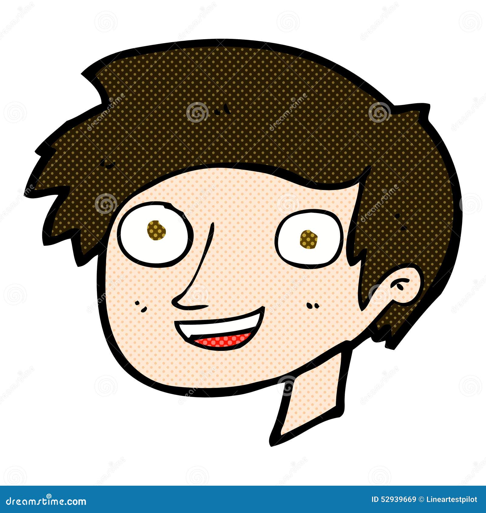 Comic Cartoon Happy Boy Face Stock Illustration - Illustration of face ...