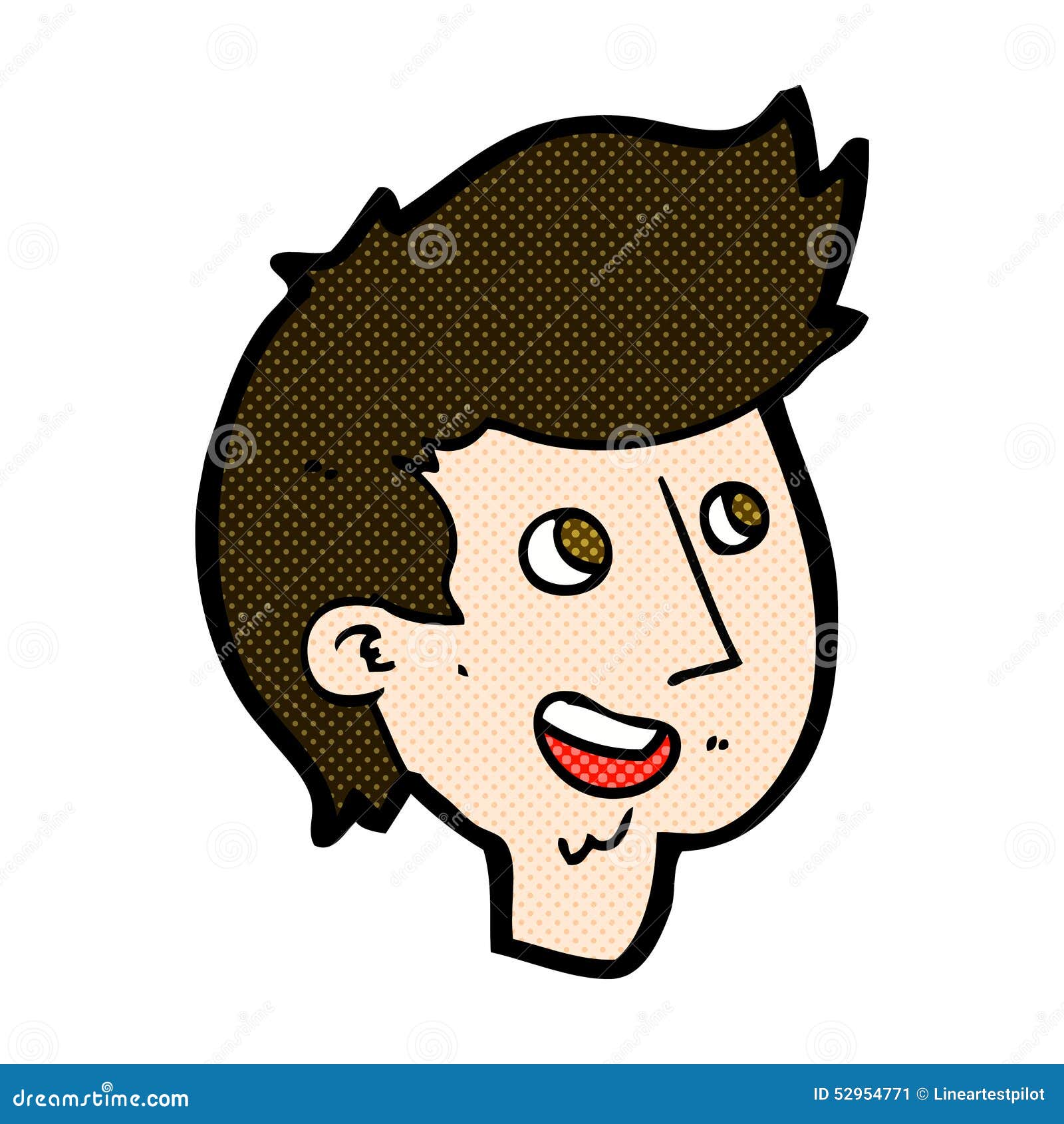 Comic Cartoon Happy Boy Face Stock Illustration - Illustration of face ...