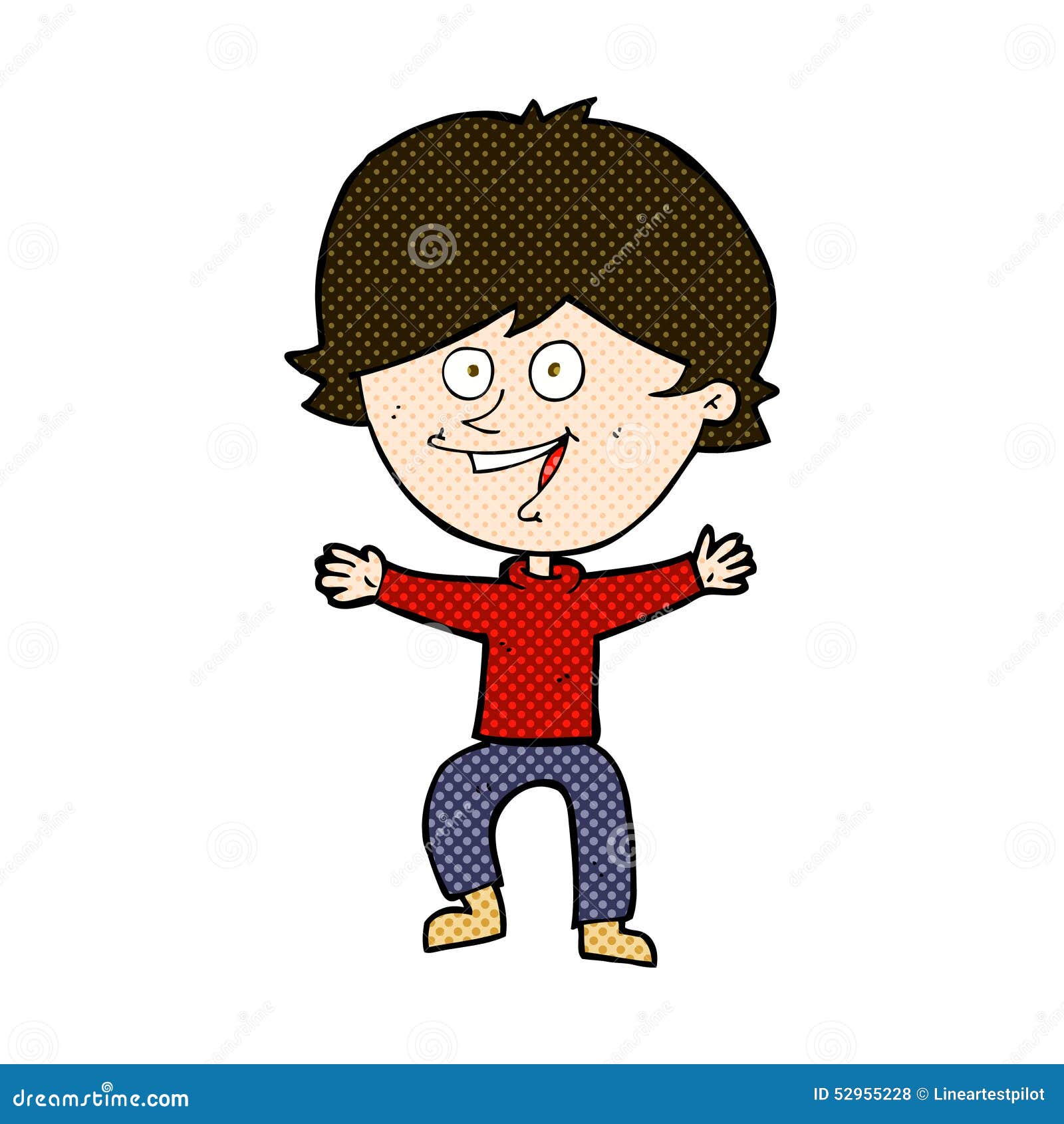 Comic Cartoon Happy Boy Laughing Stock Illustration - Illustration of ...