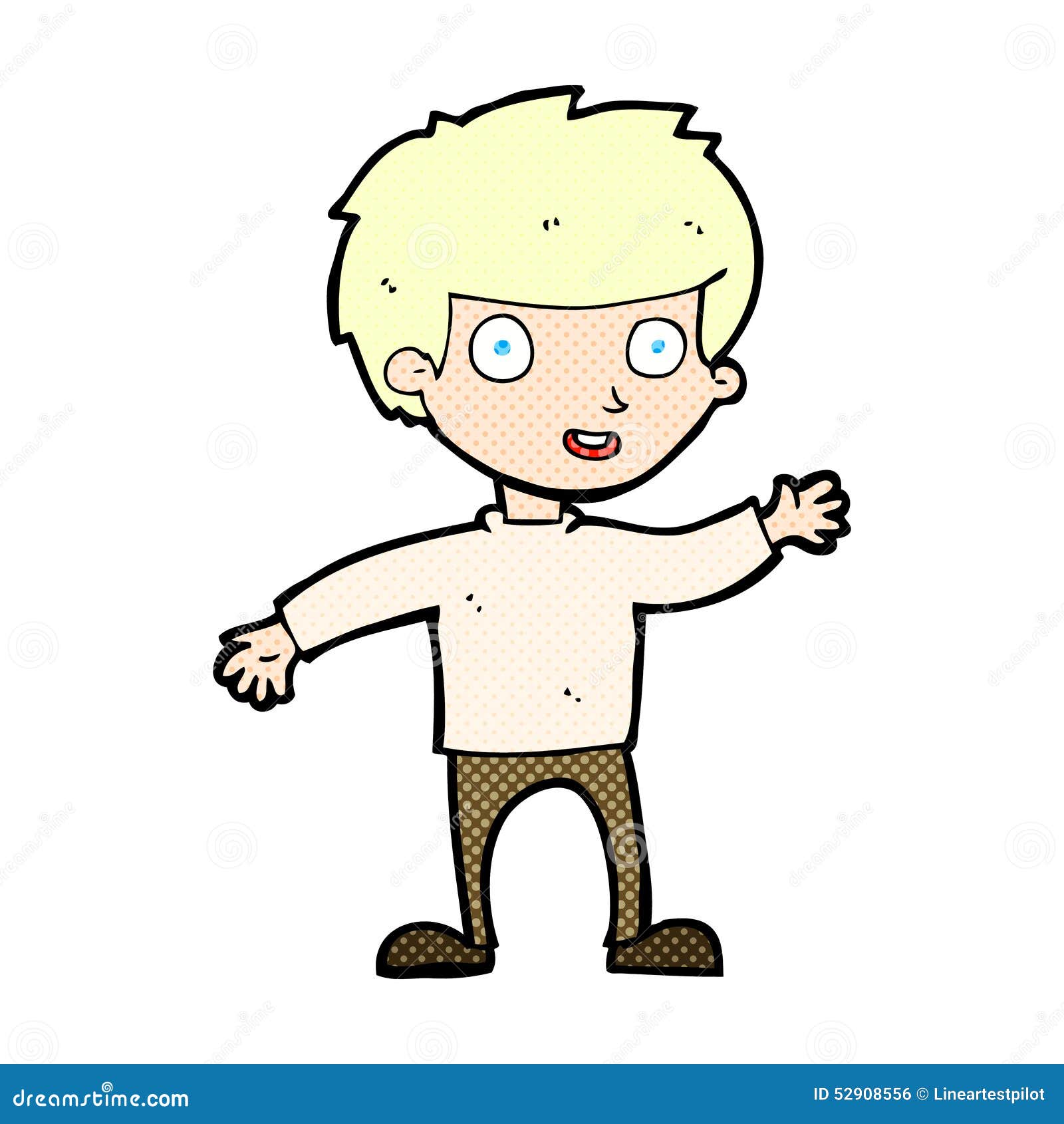 Comic cartoon happy boy stock illustration. Illustration of male - 52908556
