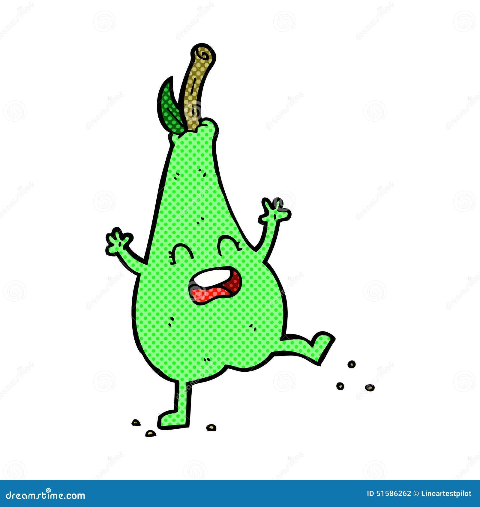 Comic Cartoon Happy Dancing Pear Stock Illustration - Illustration of ...