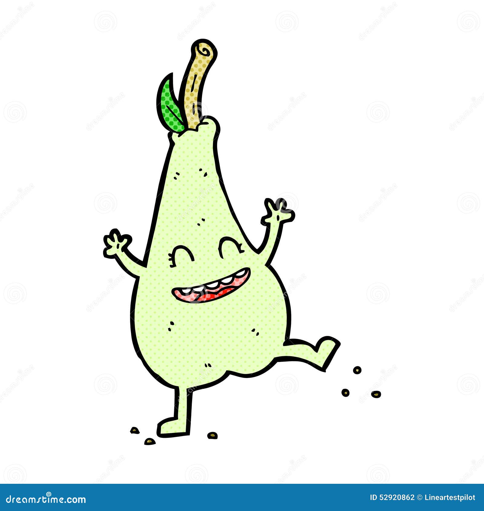 Comic Cartoon Happy Dancing Pear Stock Illustration - Illustration of ...