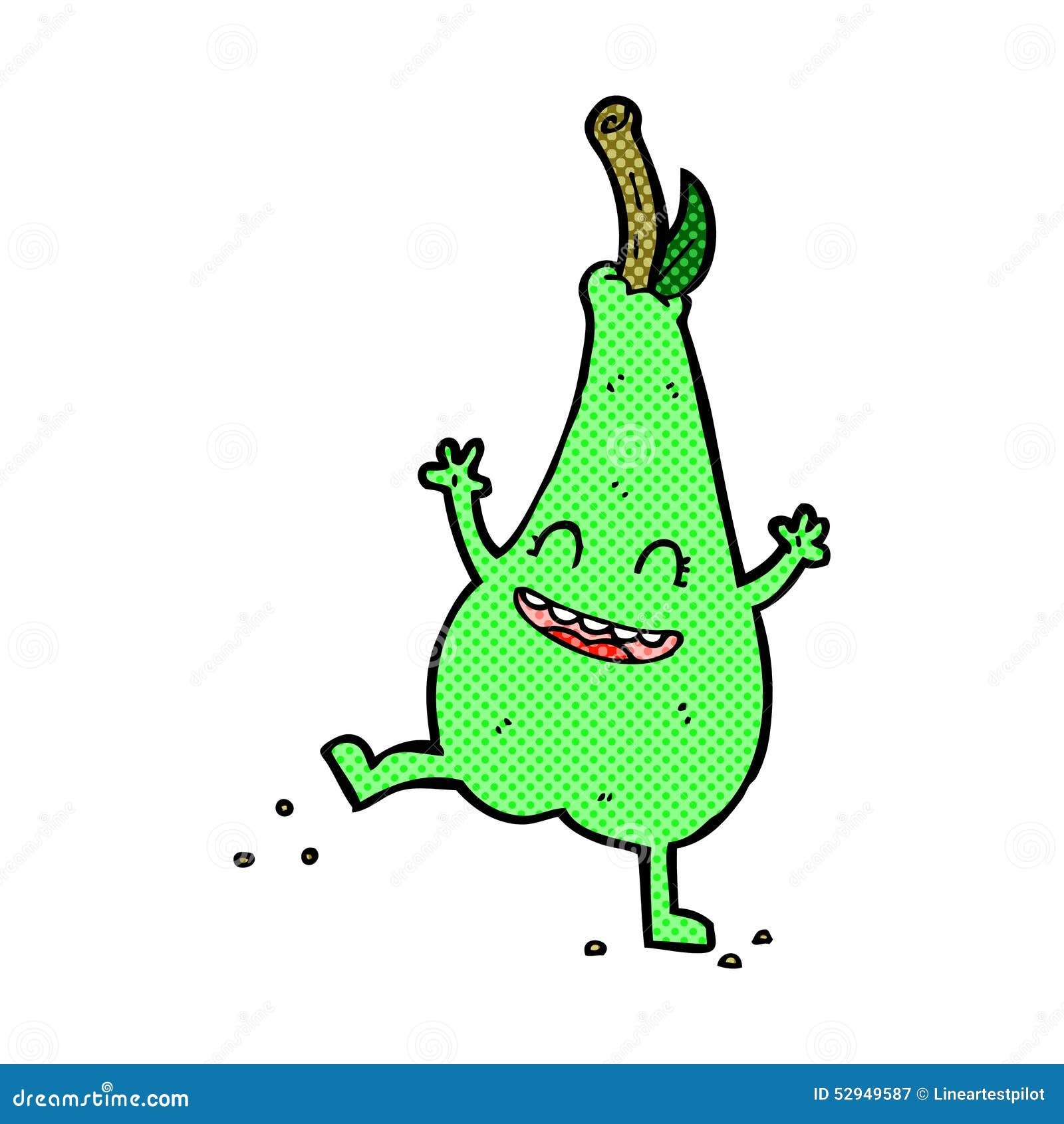 Comic Cartoon Happy Dancing Pear Stock Illustration - Illustration of ...
