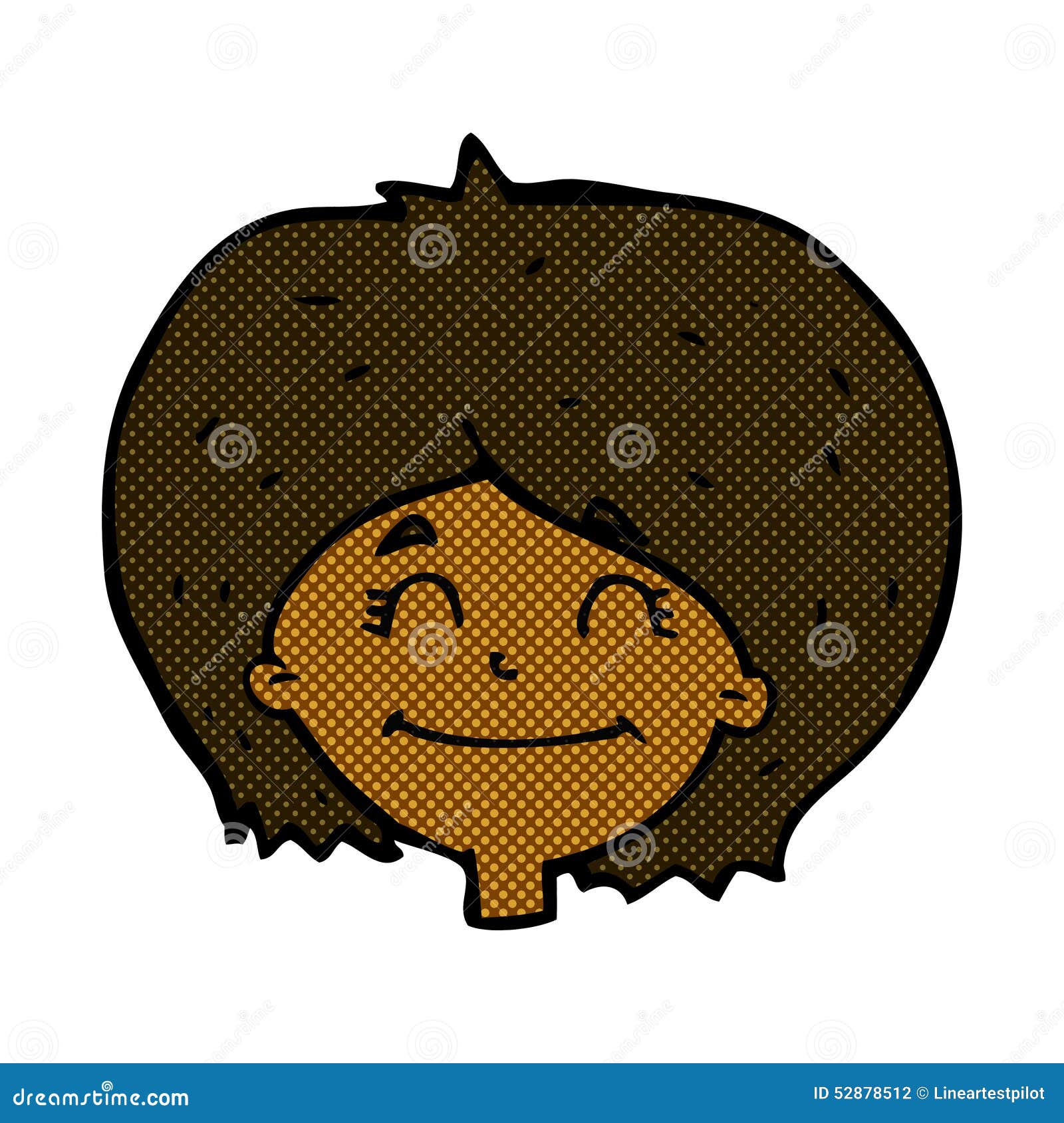 Comic Cartoon Happy Female Face Stock Illustration - Illustration of ...