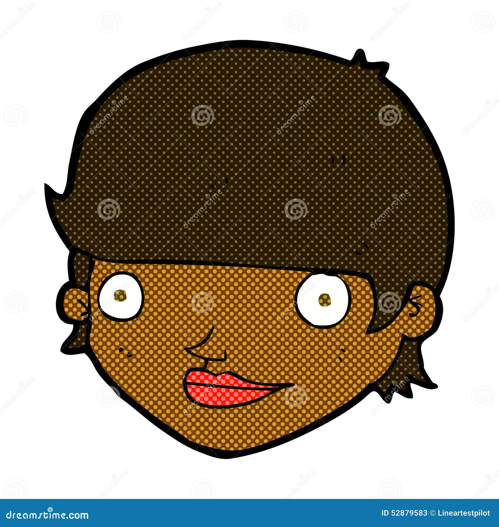 Comic Cartoon Happy Female Face Stock Illustration - Illustration of ...