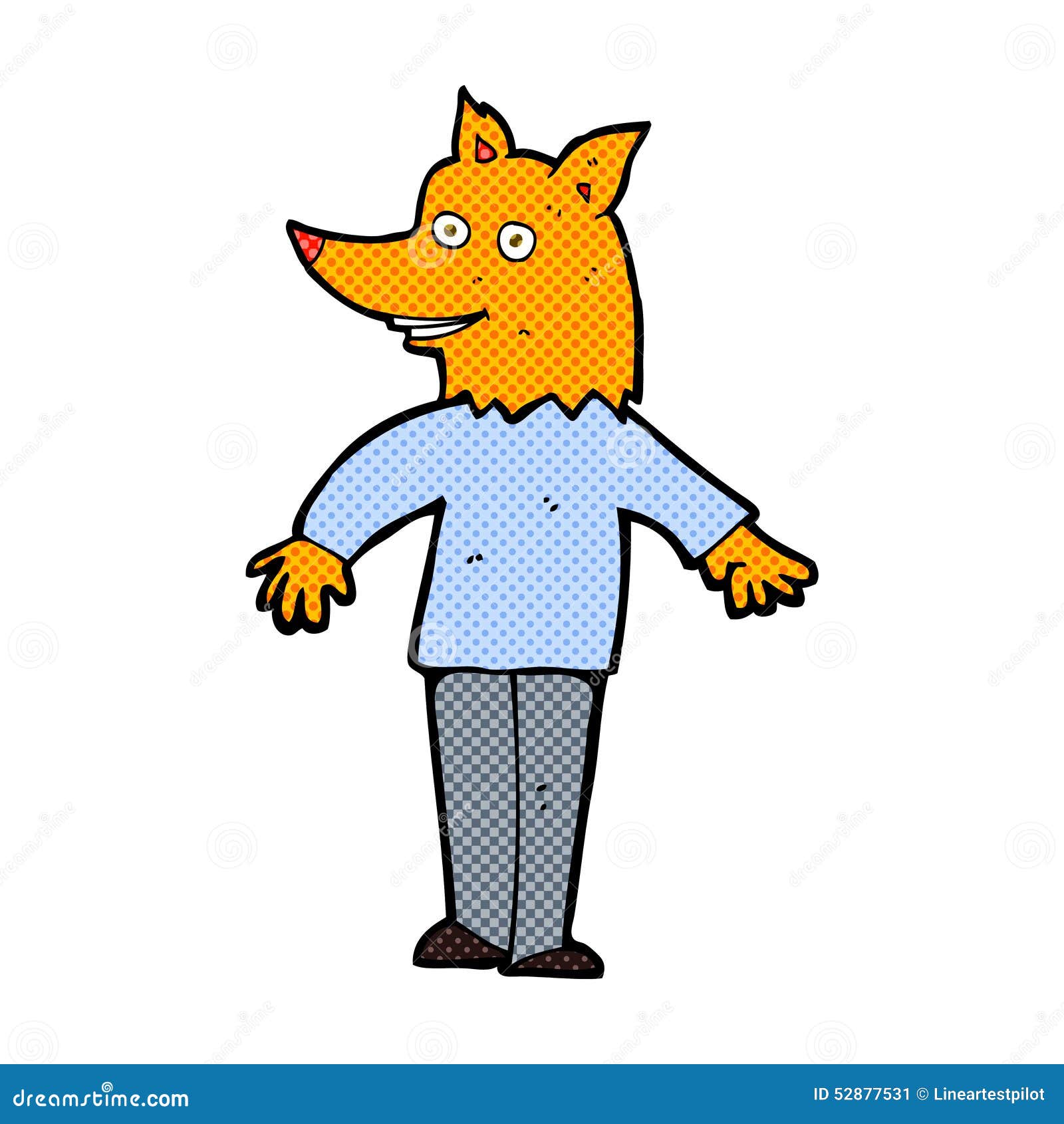 Comic Cartoon Happy Fox Man Stock Illustration - Illustration of book ...