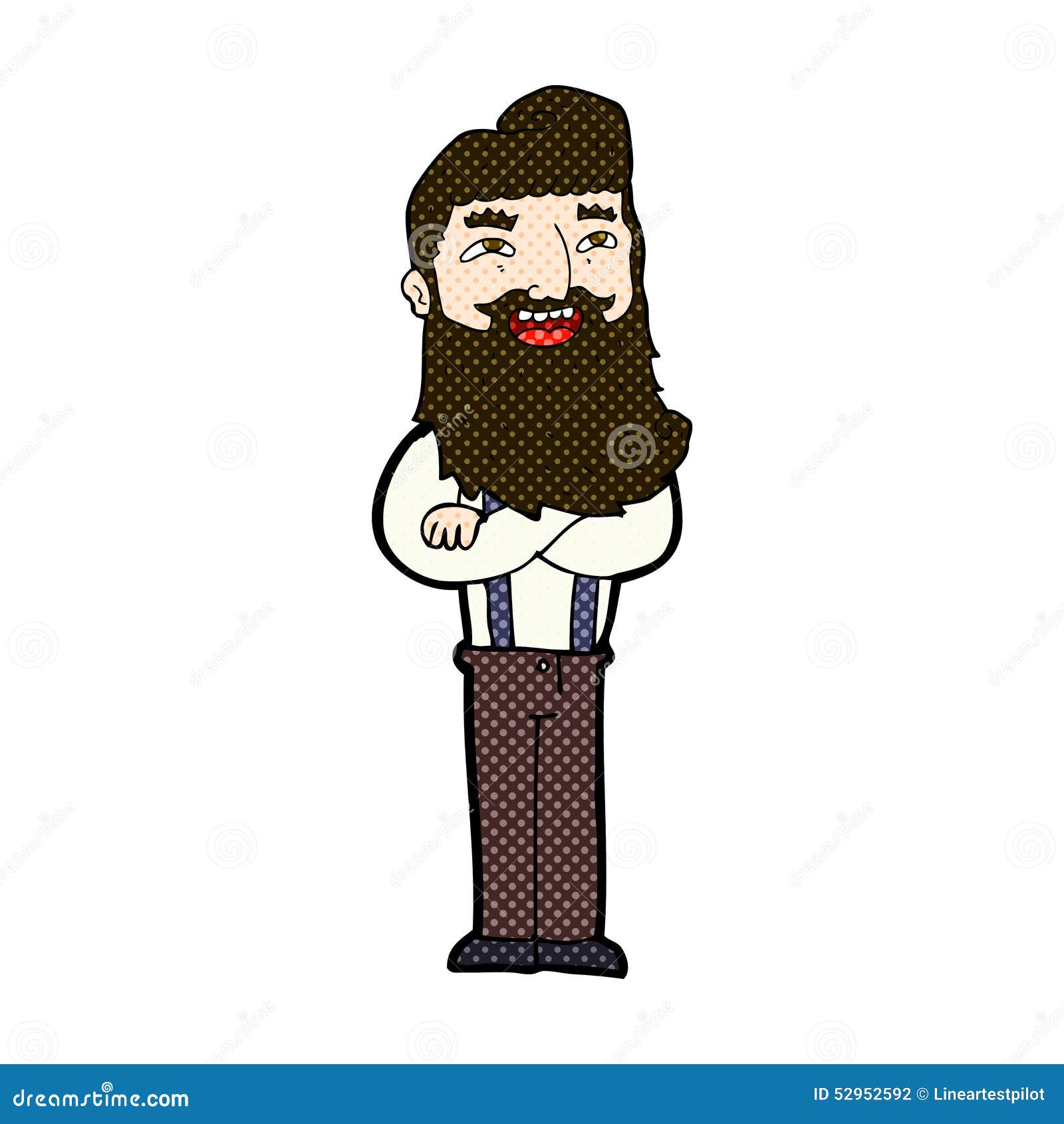 Comic Cartoon Happy Man with Beard Stock Illustration - Illustration of ...