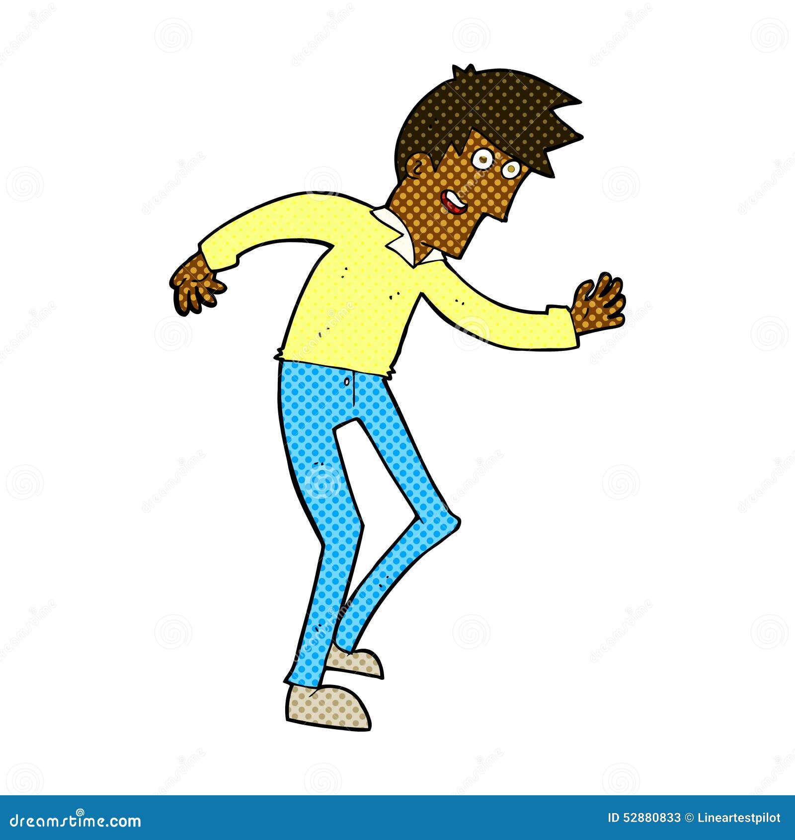 Comic Cartoon Happy Man Dancing Stock Illustration - Illustration of ...