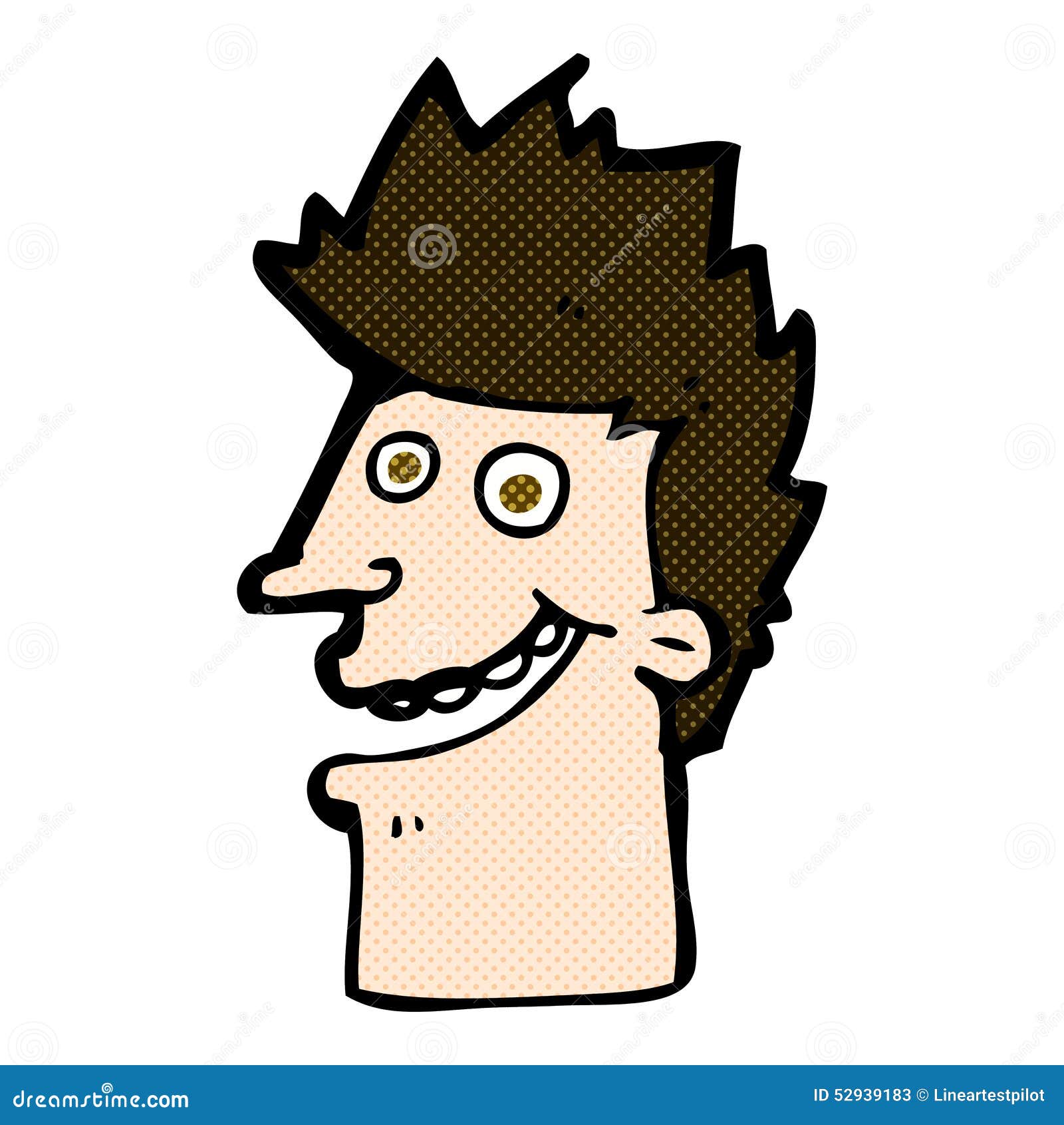 Comic Cartoon Happy Man Face Stock Illustration - Illustration of male ...