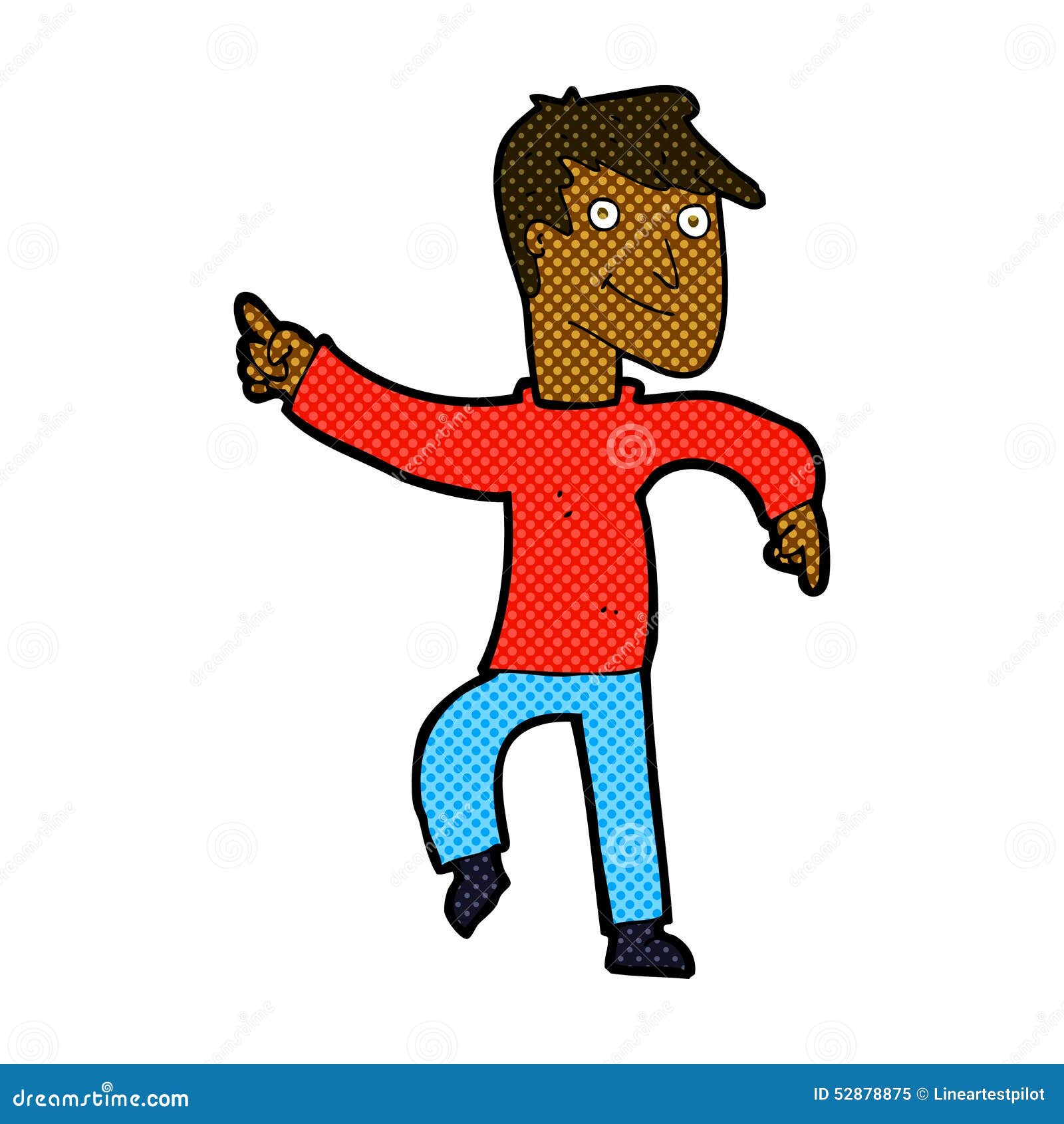 Comic Cartoon Happy Man Pointing Stock Illustration - Illustration of ...