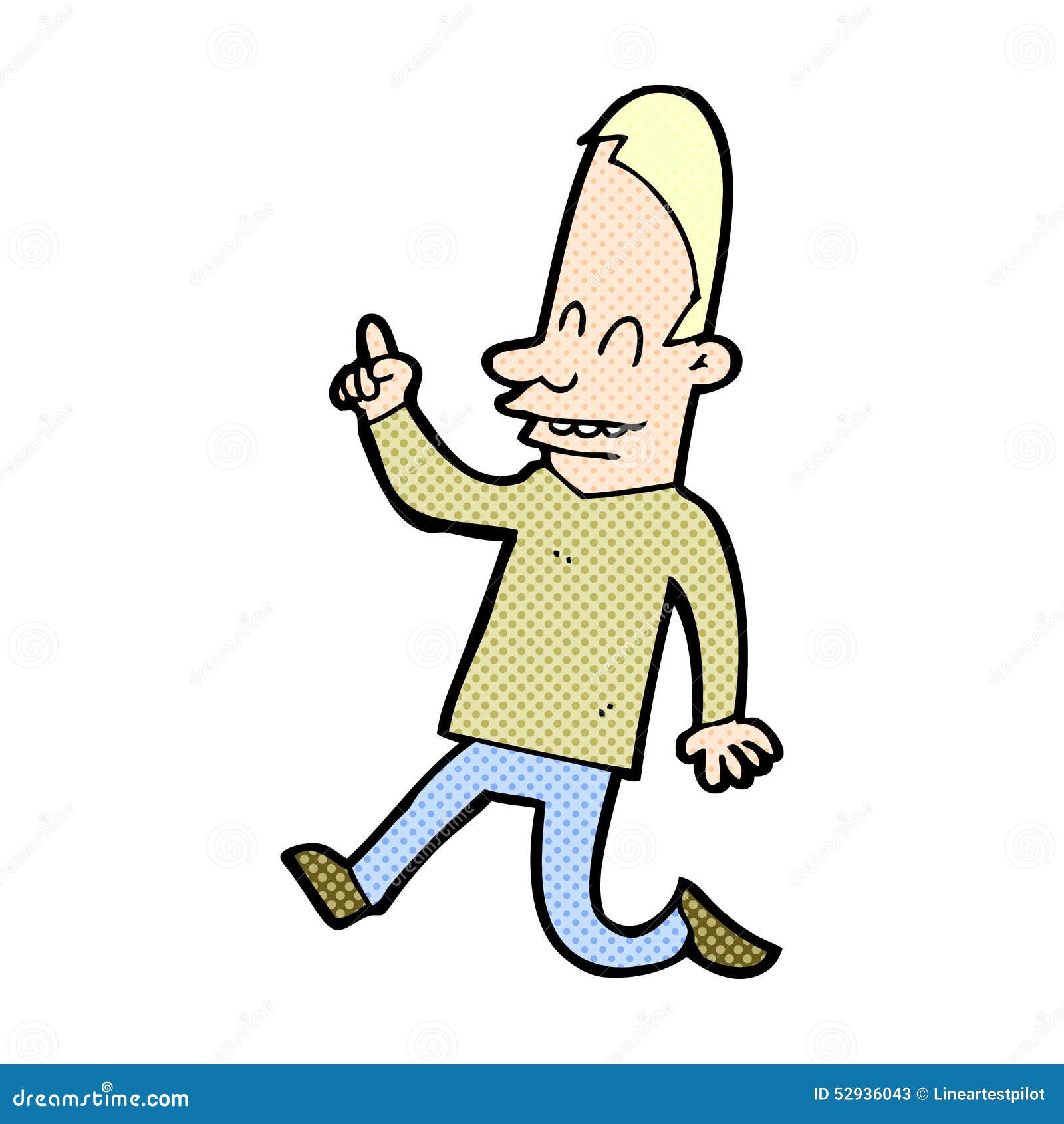 Comic Cartoon Happy Man Pointing Stock Illustration - Illustration of ...