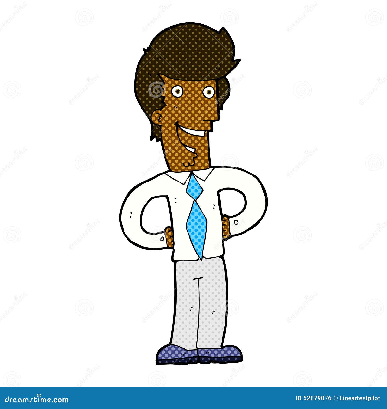 Comic cartoon happy man stock illustration. Illustration of clip - 52879076