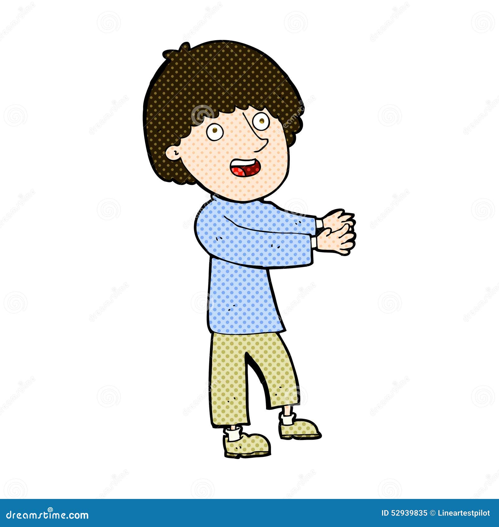 Comic Cartoon Happy Man Showing Stock Illustration - Illustration of ...