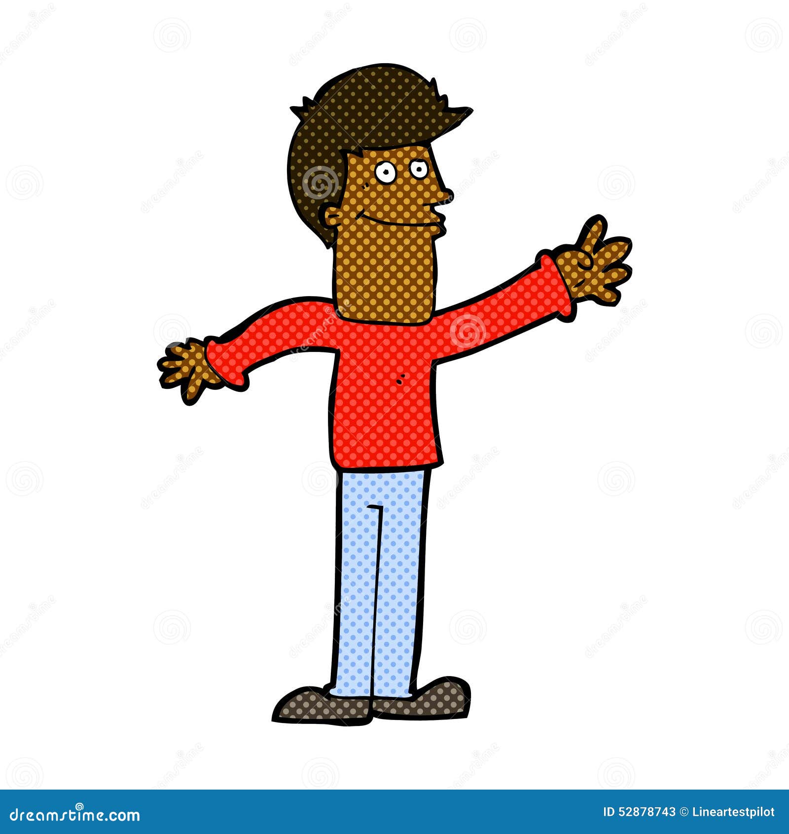 Comic Cartoon Happy Man Waving Stock Illustration - Illustration of ...