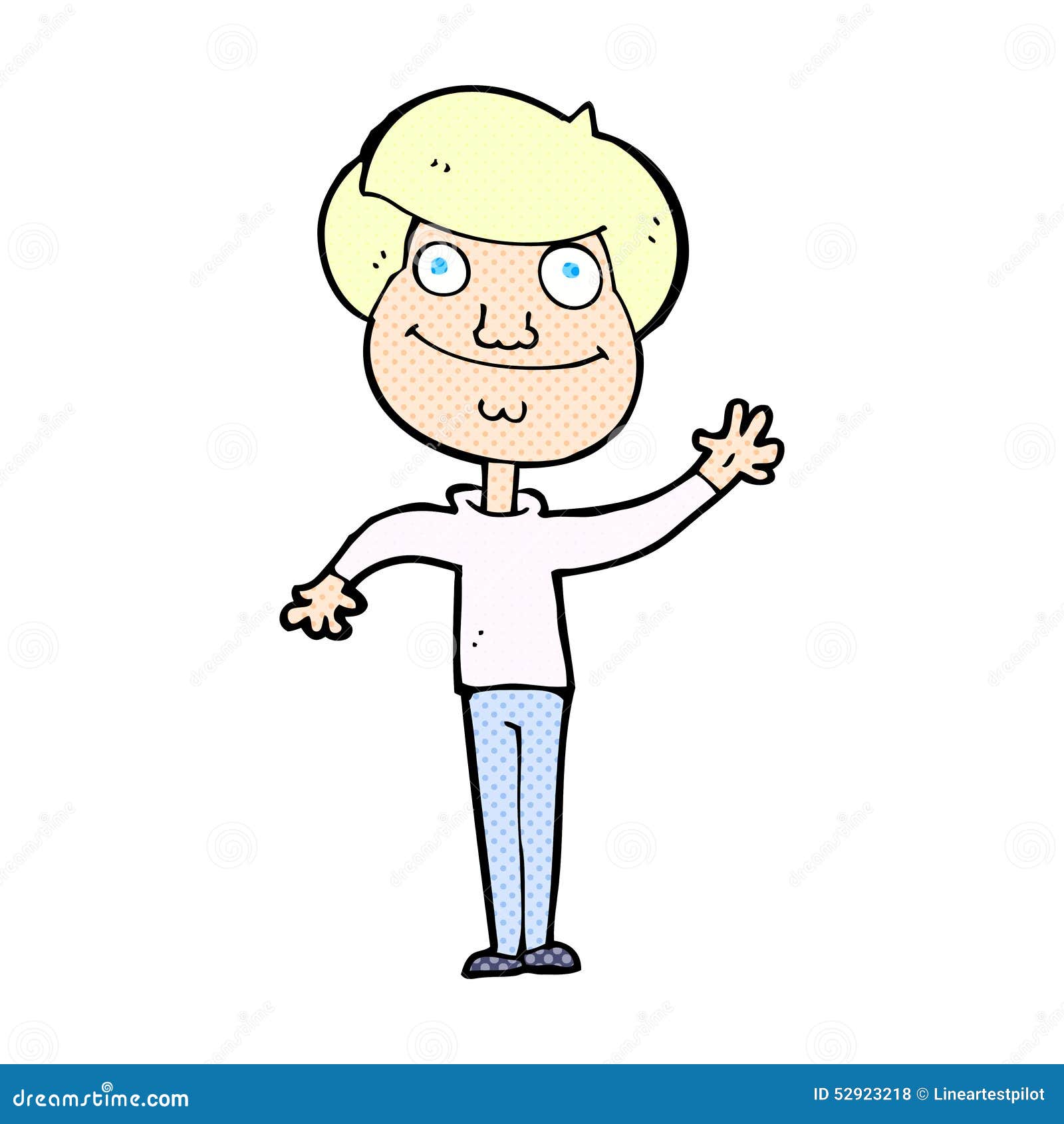 Comic Cartoon Happy Man Waving Stock Illustration - Illustration of ...