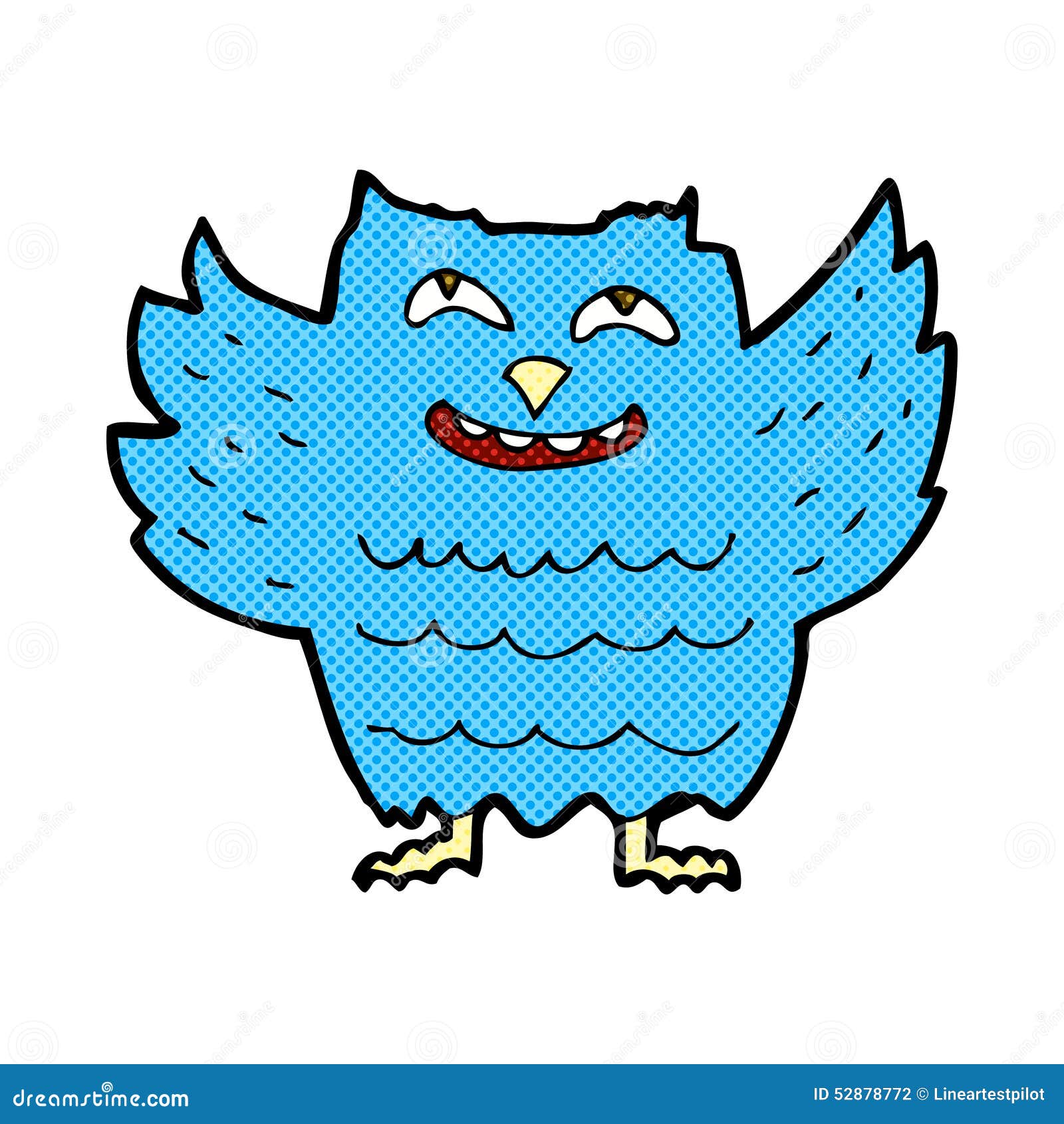 Comic cartoon happy owl stock illustration. Illustration of funny ...