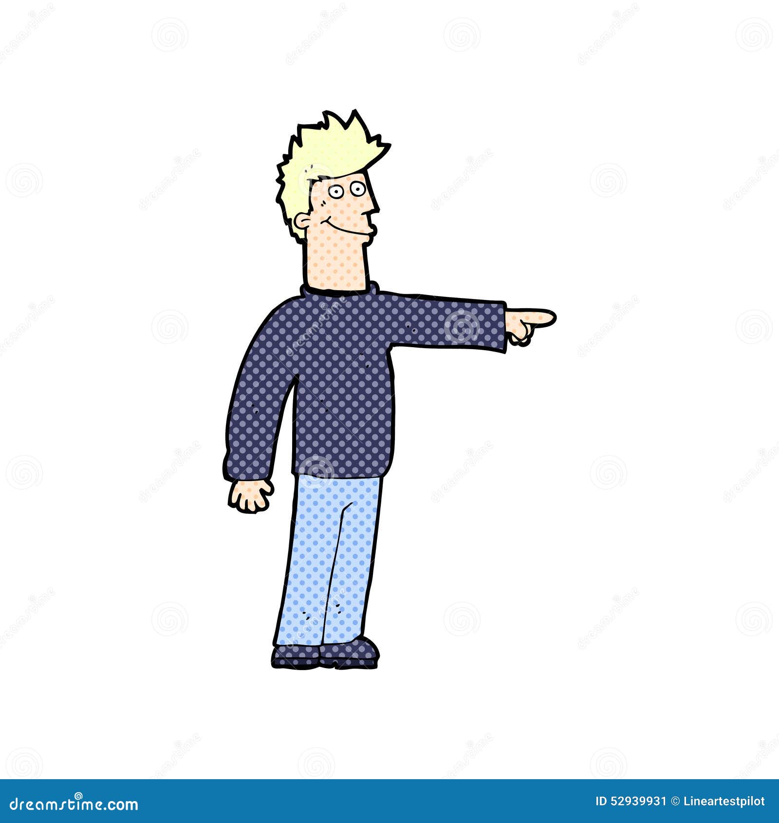 Comic Cartoon Happy Pointing Man Stock Illustration - Illustration of ...
