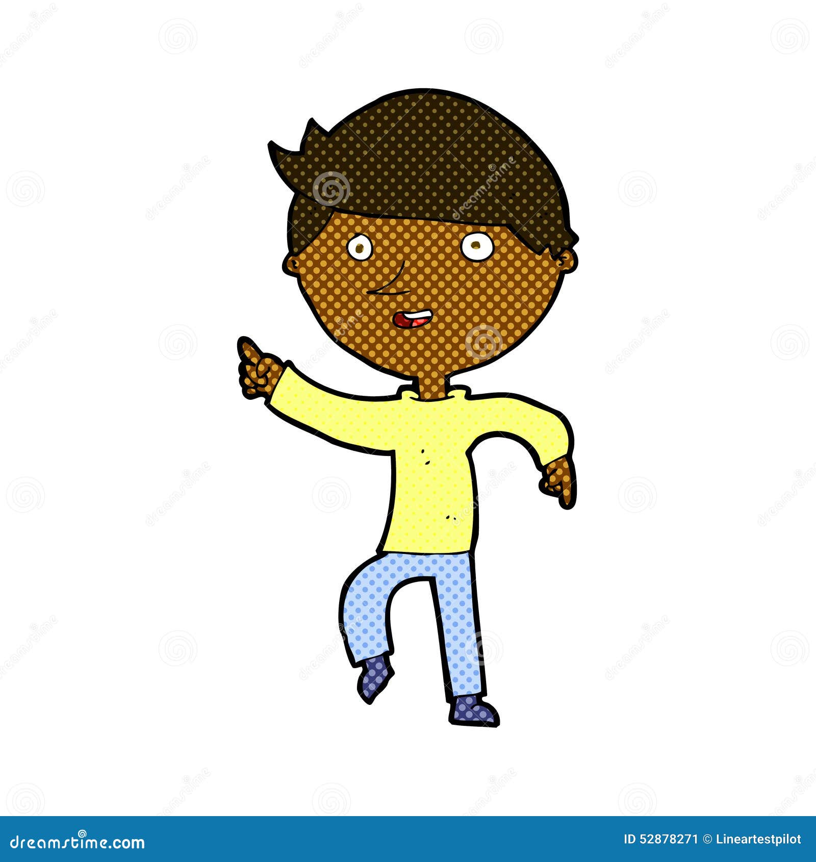 Comic Cartoon Happy Pointing Stock Illustration - Illustration of ...