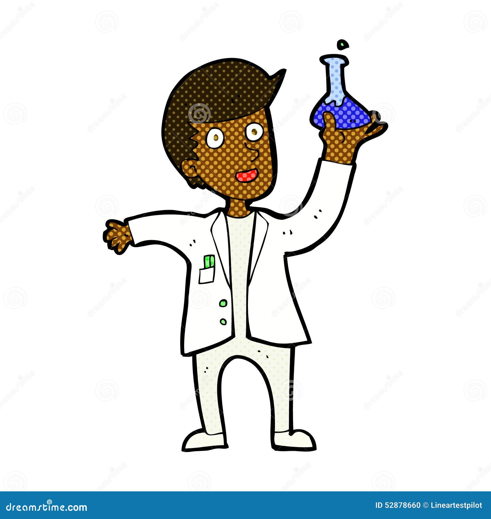 Comic Cartoon Happy Scientist Stock Illustration - Illustration of clip ...