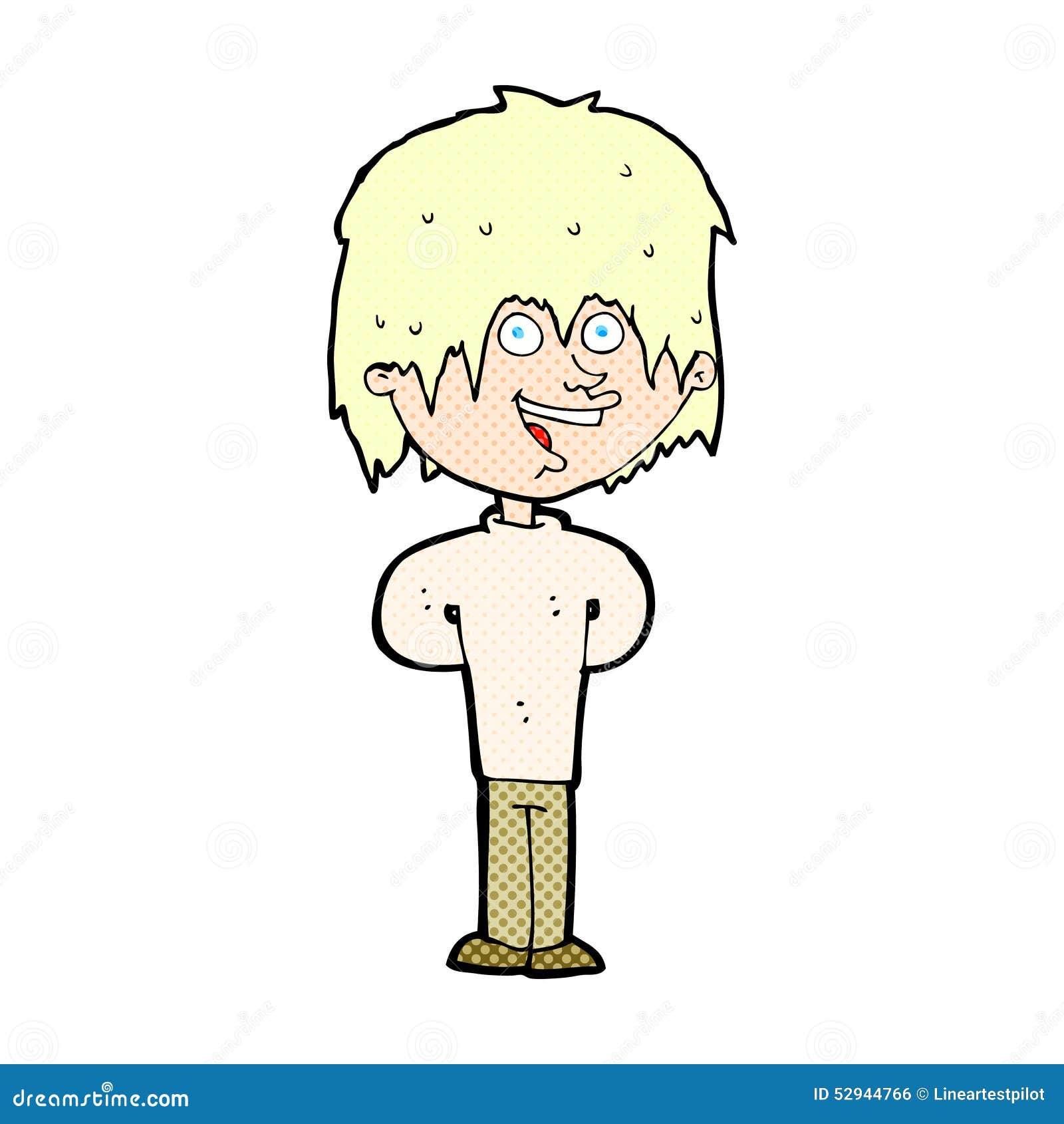 Comic Cartoon Happy Scruffy Boy Stock Illustration - Illustration of ...