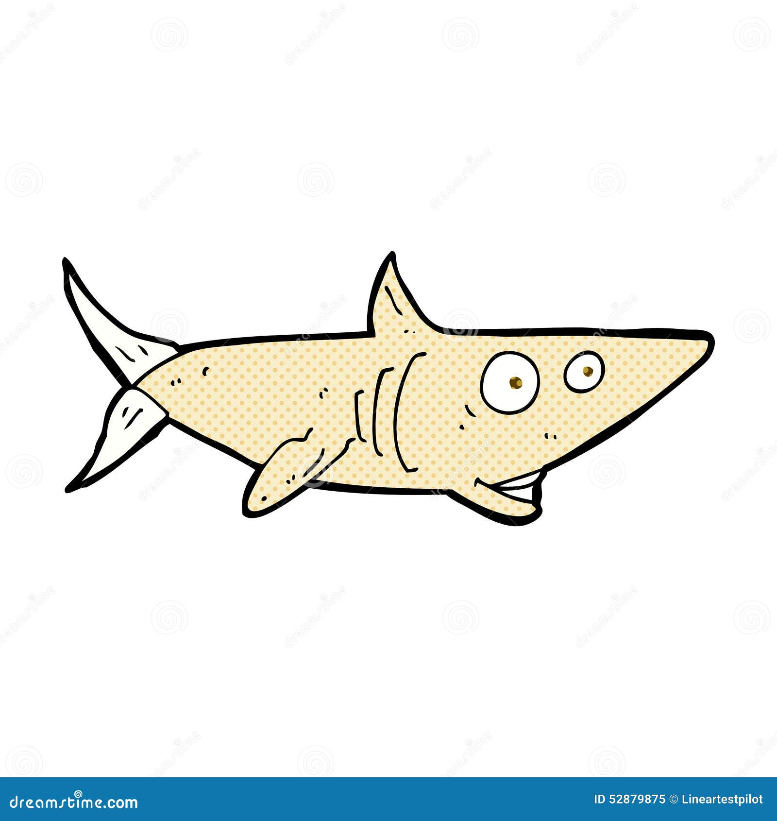 Comic cartoon happy shark stock illustration. Illustration of drawing ...