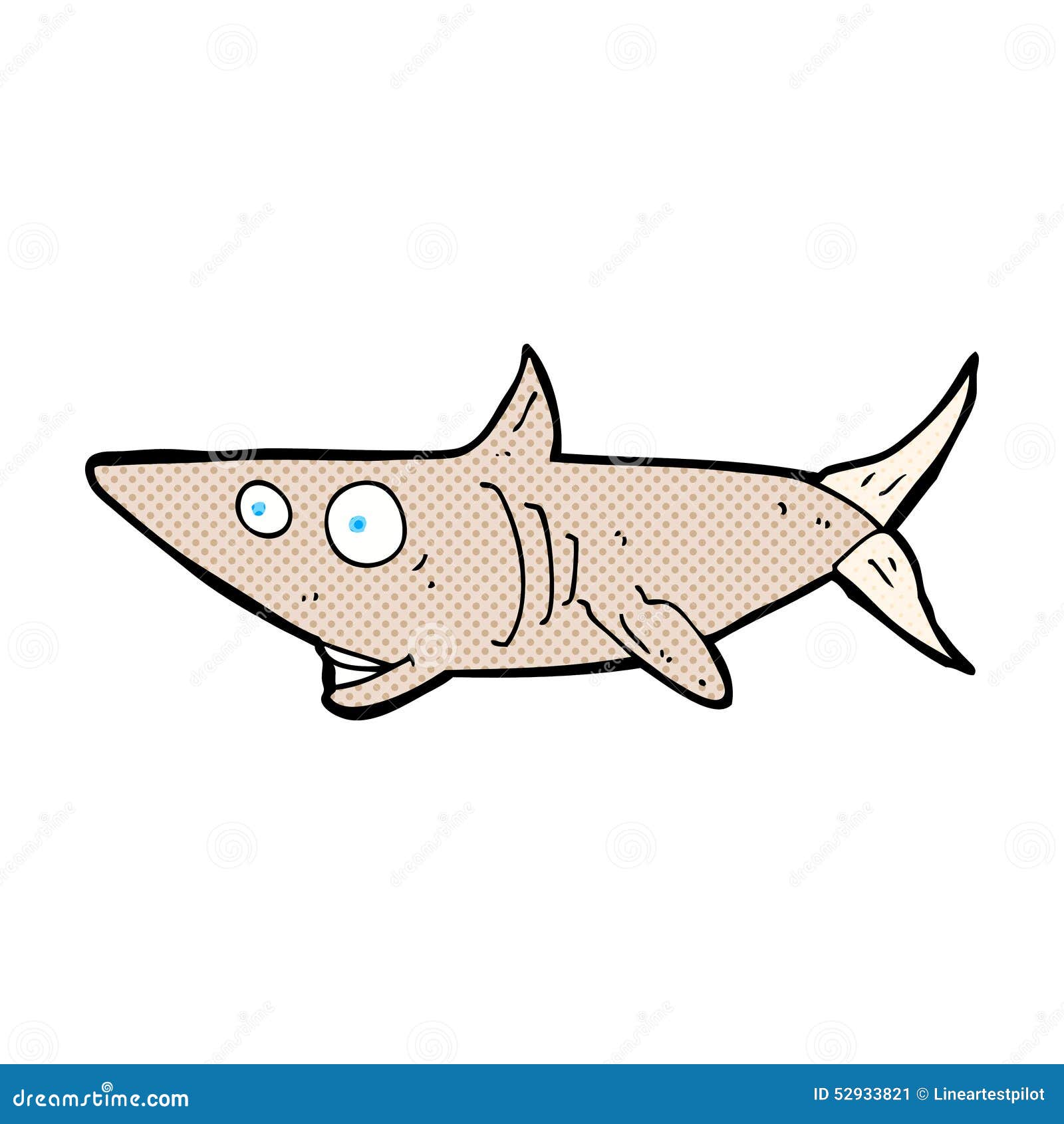 Comic cartoon happy shark stock illustration. Illustration of book ...