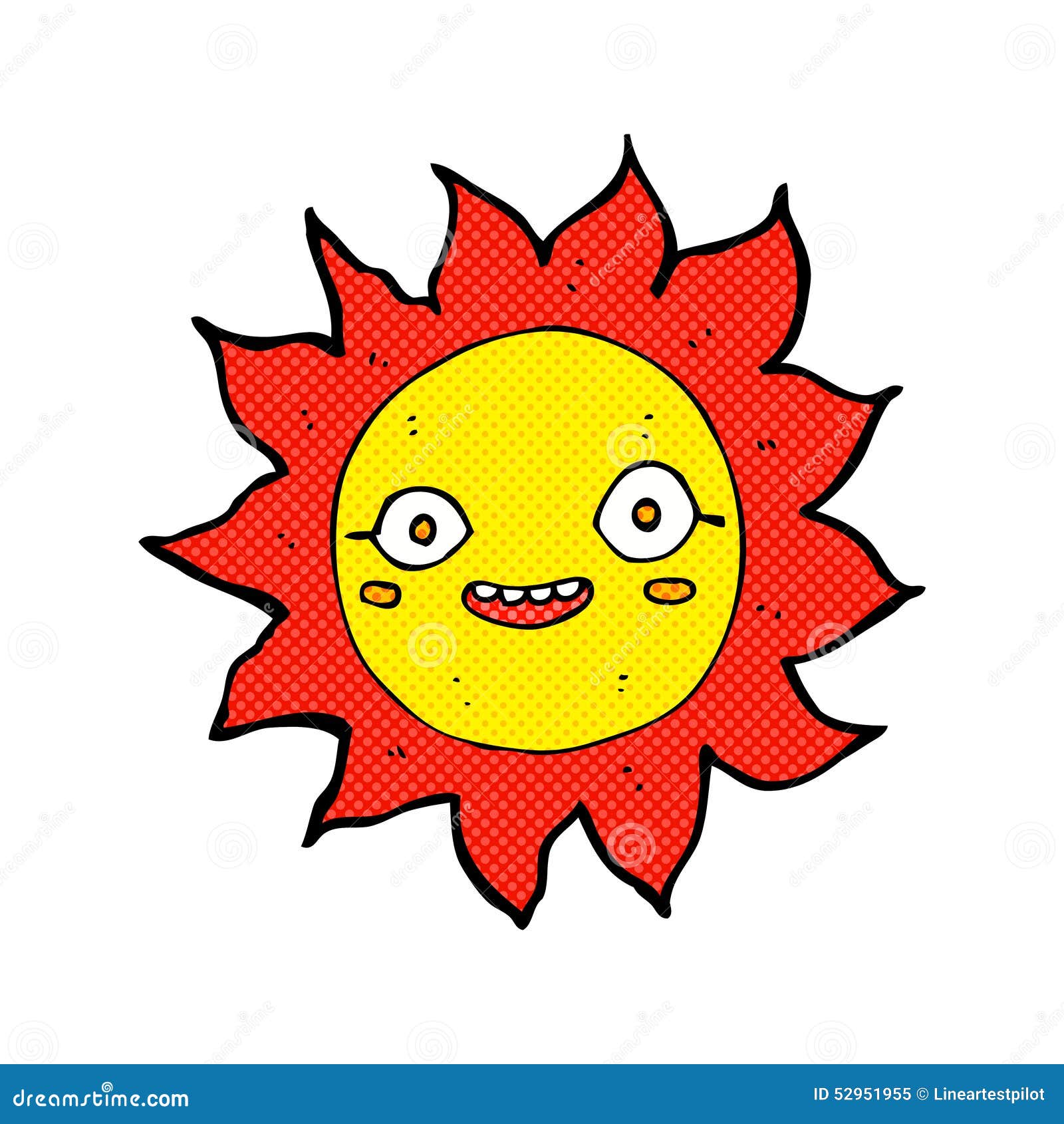 Comic cartoon happy sun stock illustration. Illustration of cheerful ...