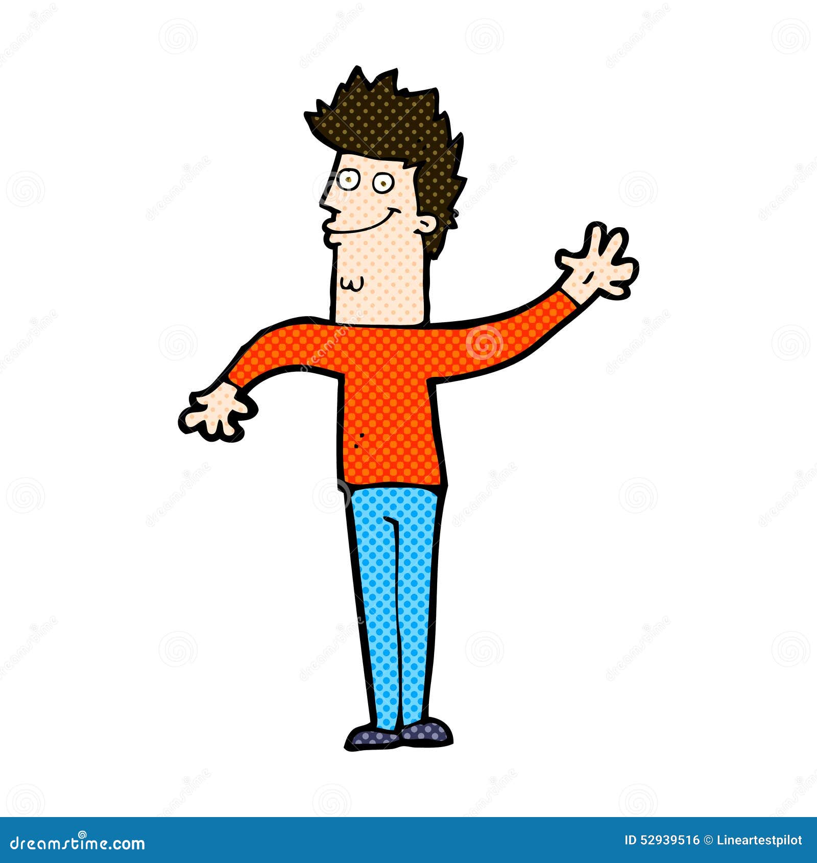 Comic Cartoon Happy Waving Man Stock Illustration - Illustration of ...