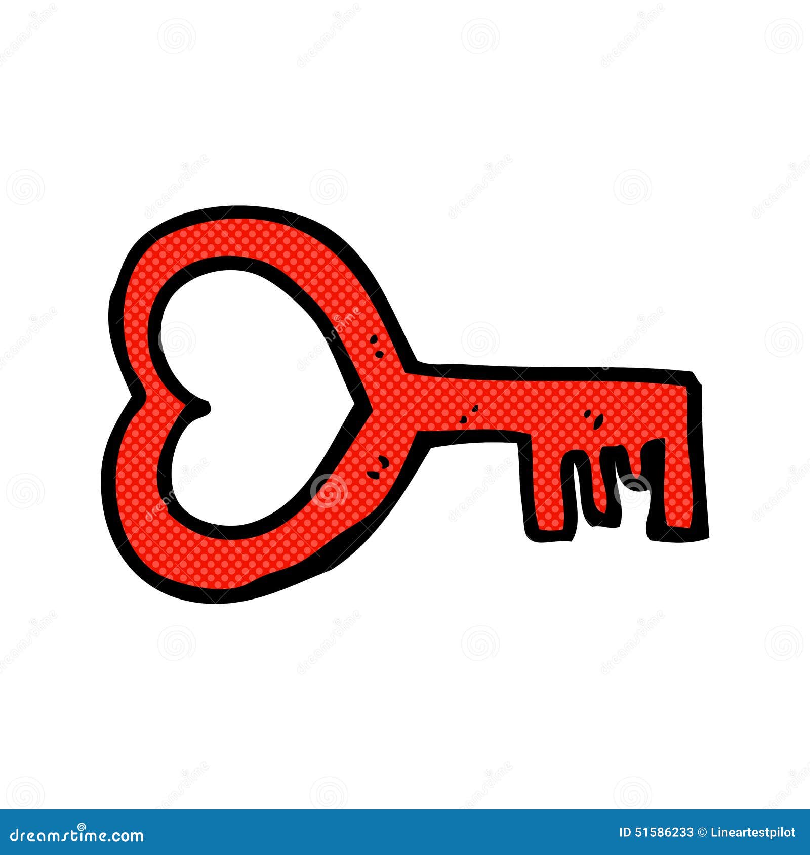 Comic Cartoon Heart Shaped Key Stock Illustration - Illustration of ...
