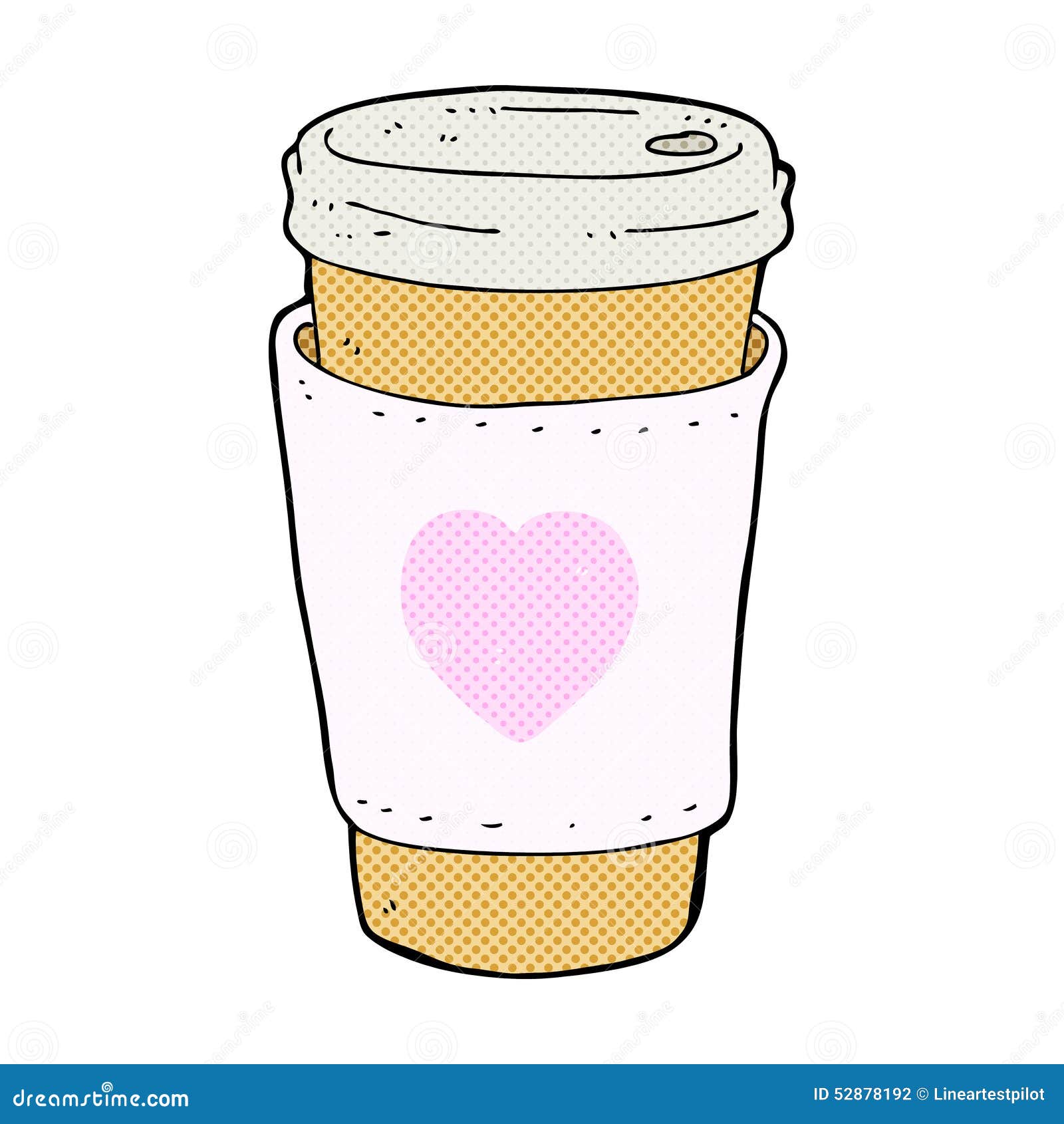 Comic Cartoon I Love Coffee Cup Stock Illustration - Illustration of ...