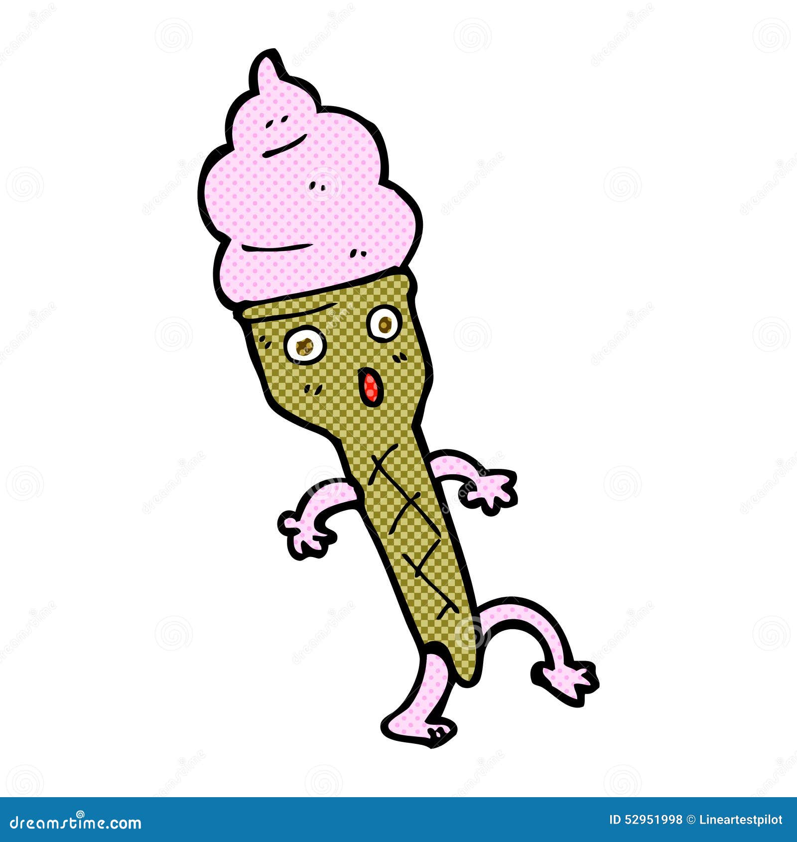 Comic cartoon ice cream stock illustration. Illustration of cheerful ...