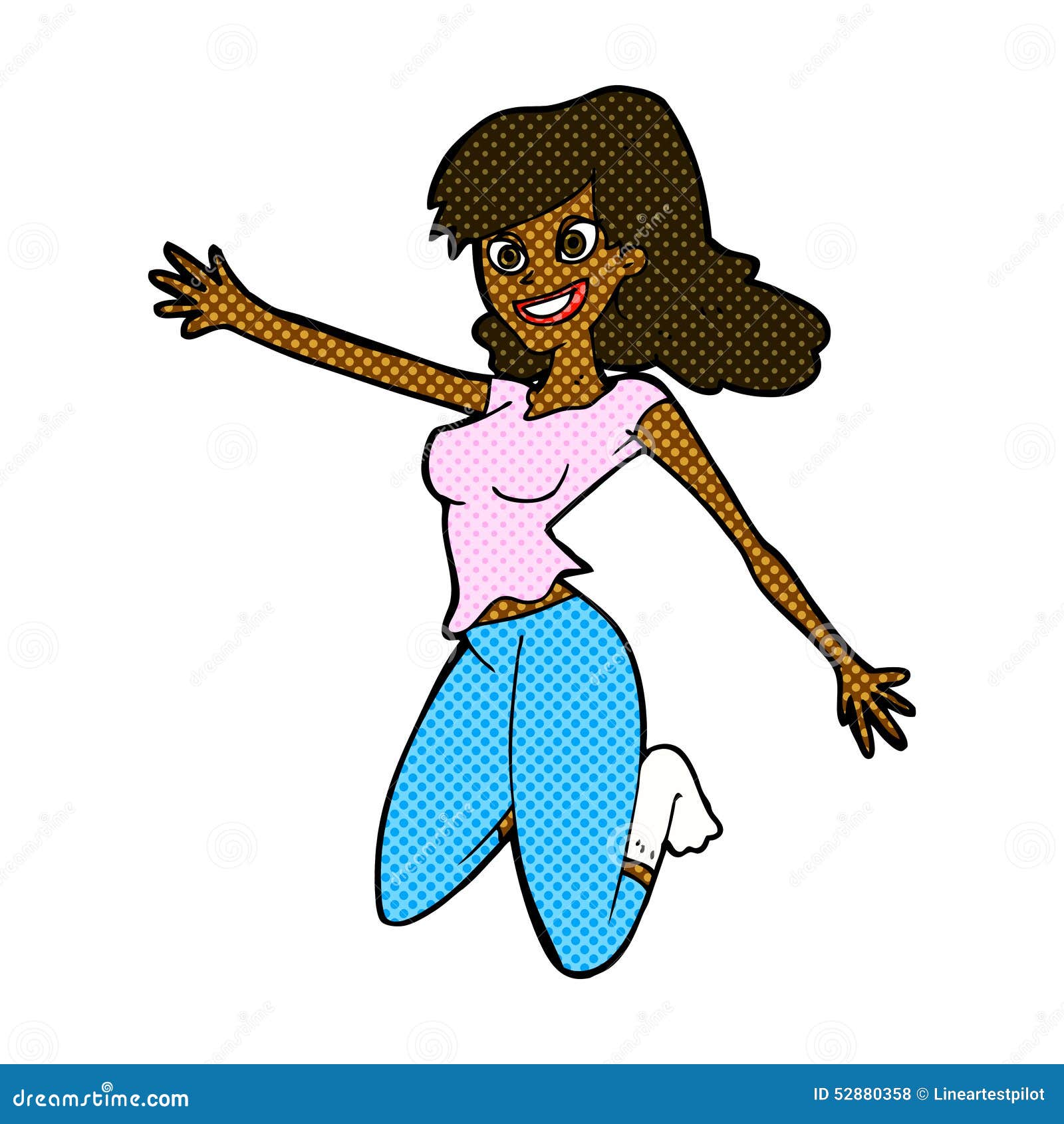 Comic Cartoon Jumping Woman Stock Illustration - Illustration of ...